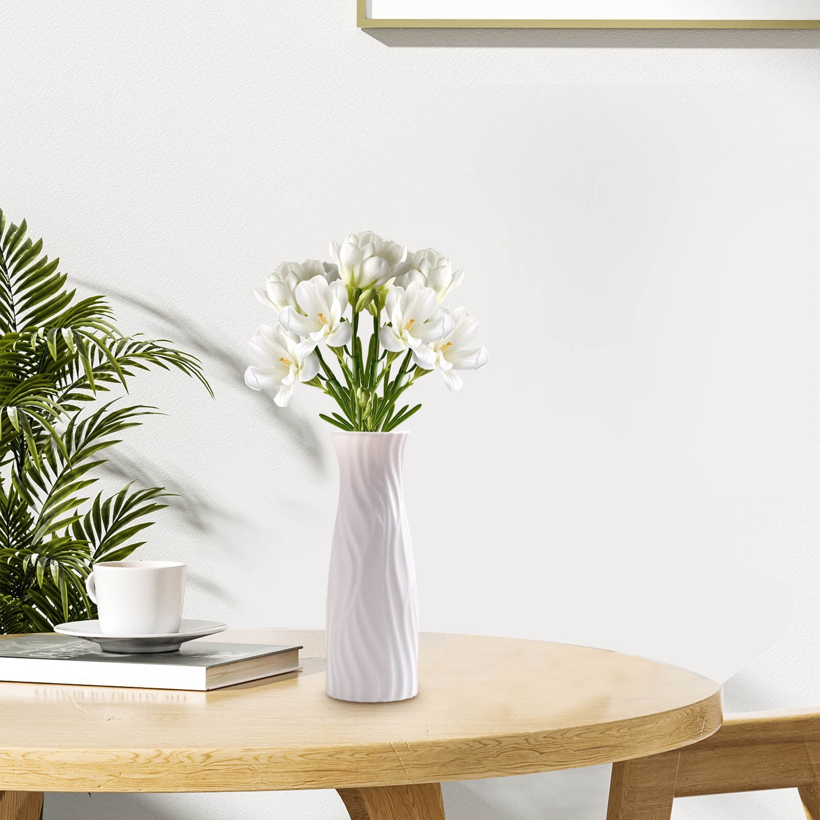 Plastic Flower Vase | Modern White Decorative Indoor Vase for Flowers ...