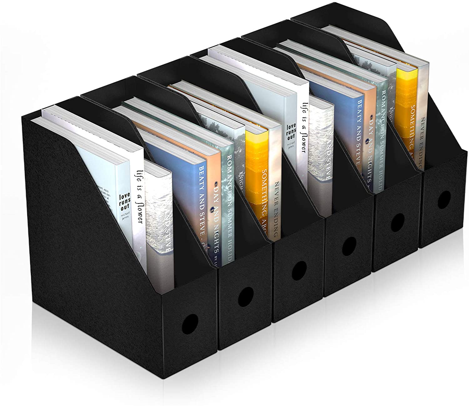 Plastic Foldable Black Magazine File Holder,6 Pack Desk Organizer with ...