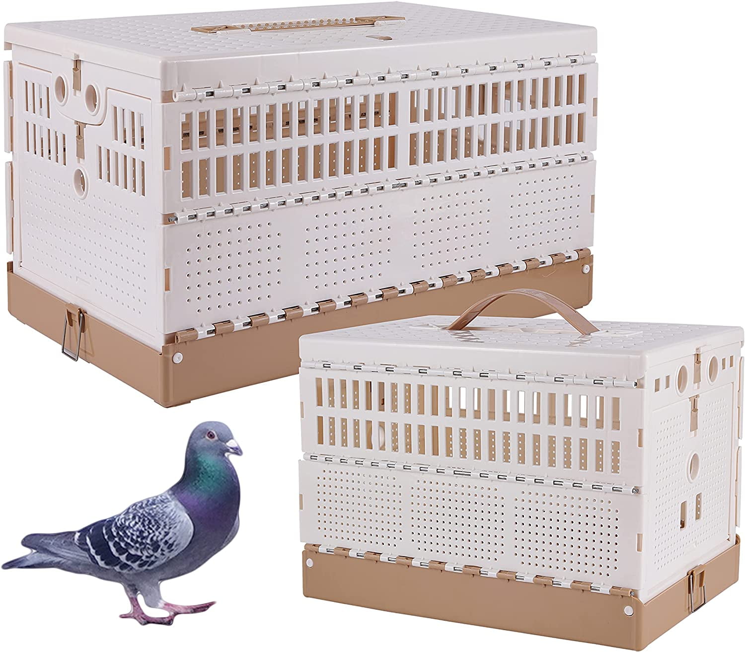 Plastic Foldable Pigeon Cage with Handle, Portable Bird Travel Carrier Cage Pigeon Cage Pairing ...