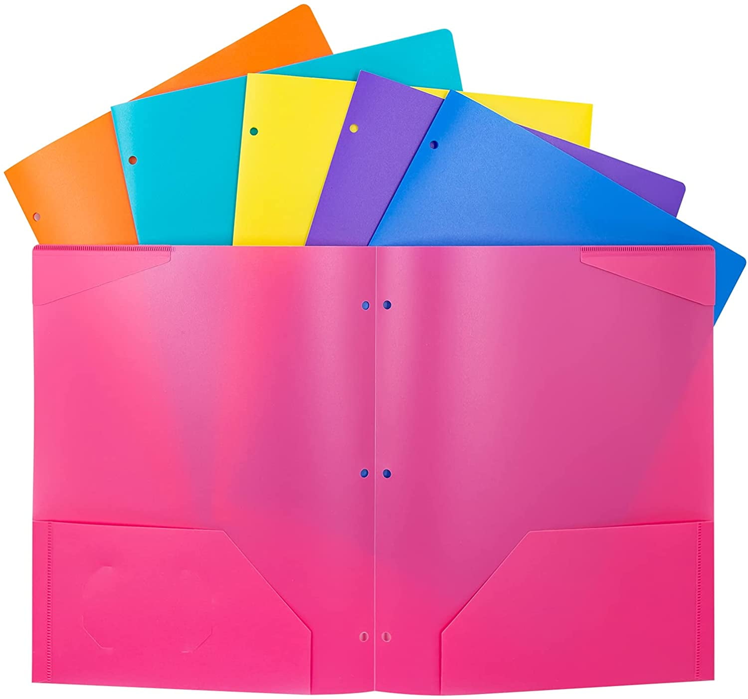 DoDoMagxanadu Plastic Folder Binder, 2 Pockets, 3 Hole Punch, 6 Pack ...