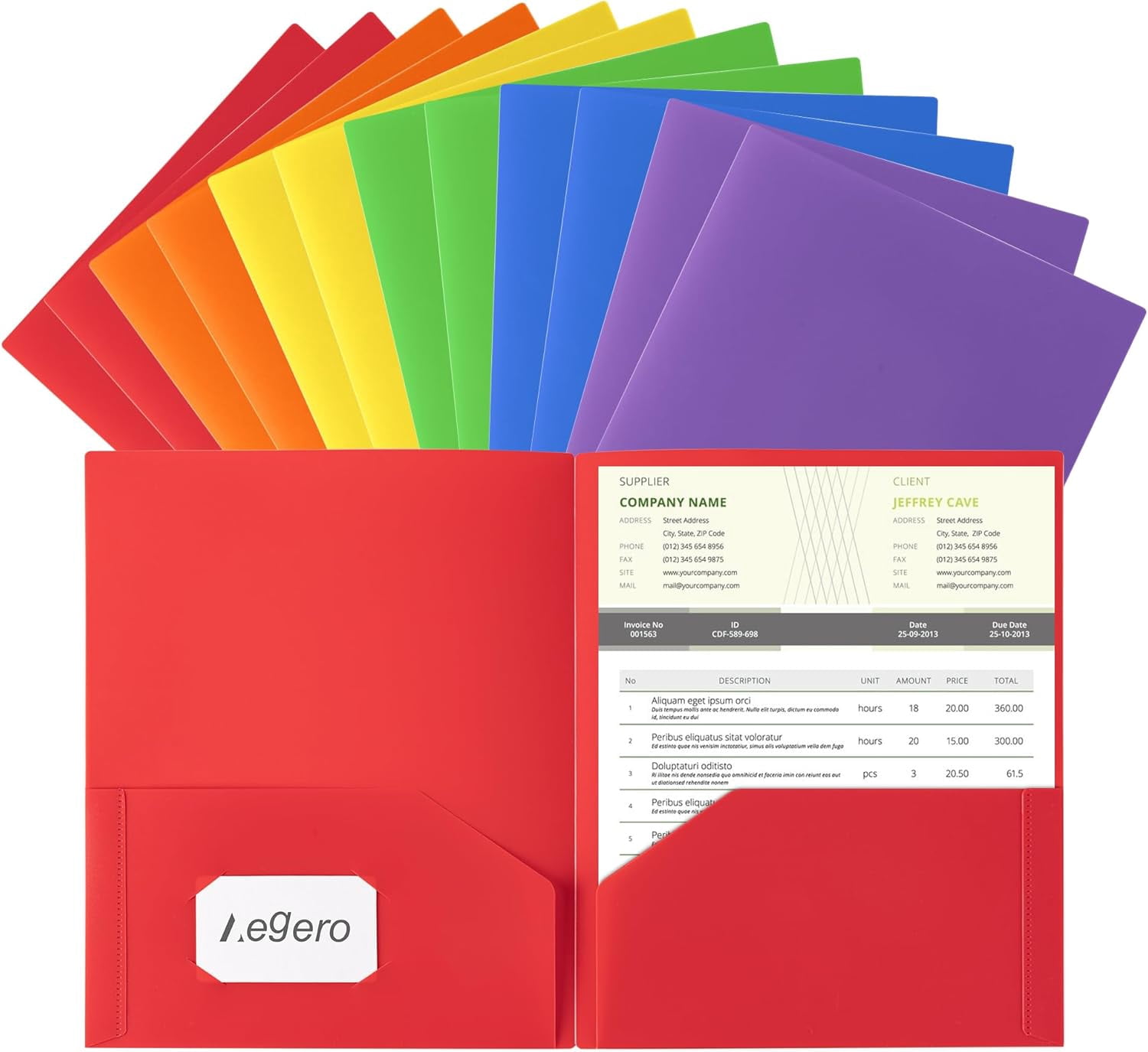 Plastic Folders with Pockets (12 Pack, Assorted Colors), Durable Heavy ...