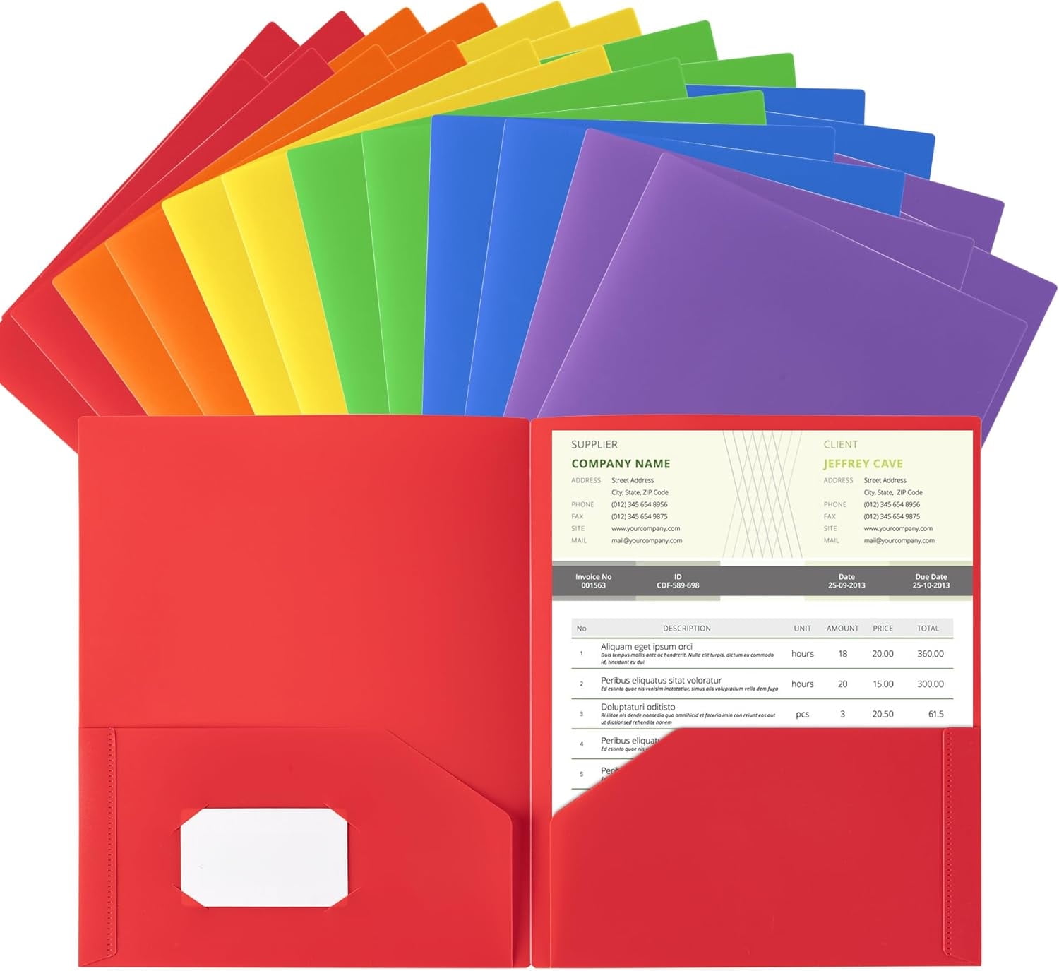 Plastic Folders with Pockets (7 Pack, Assorted Colors), Durable Heavy ...
