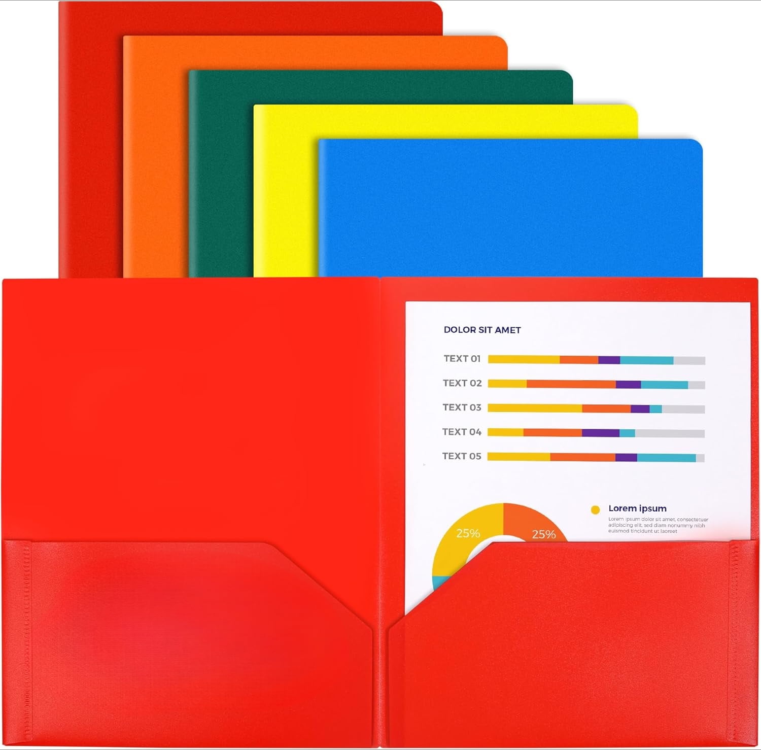 Plastic Folders with Pockets, Pack of 5, Muted Pastel Colors, Heavy ...