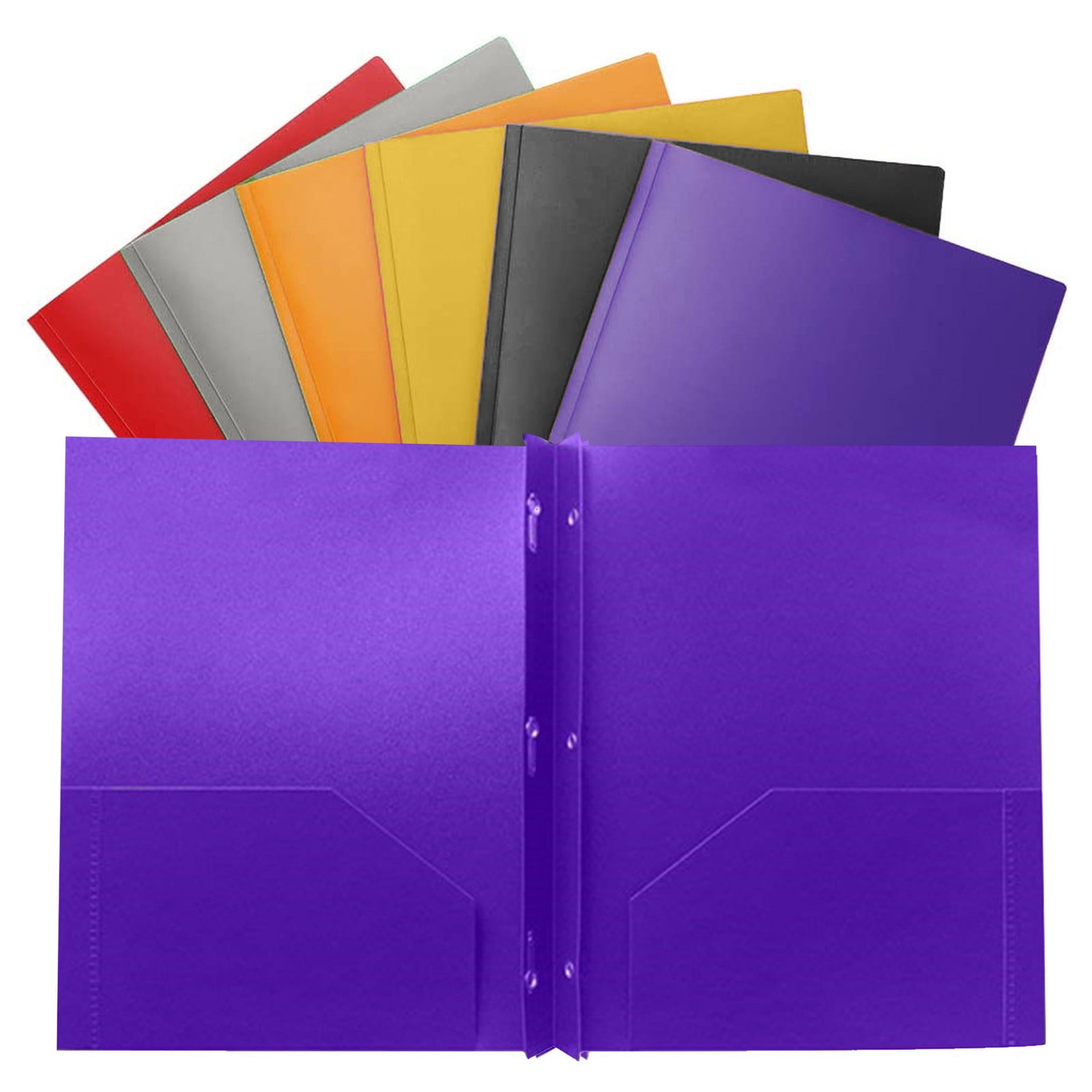 Plastic Folders with Pockets and Prongs, 6 Pack Pocket Folders with ...