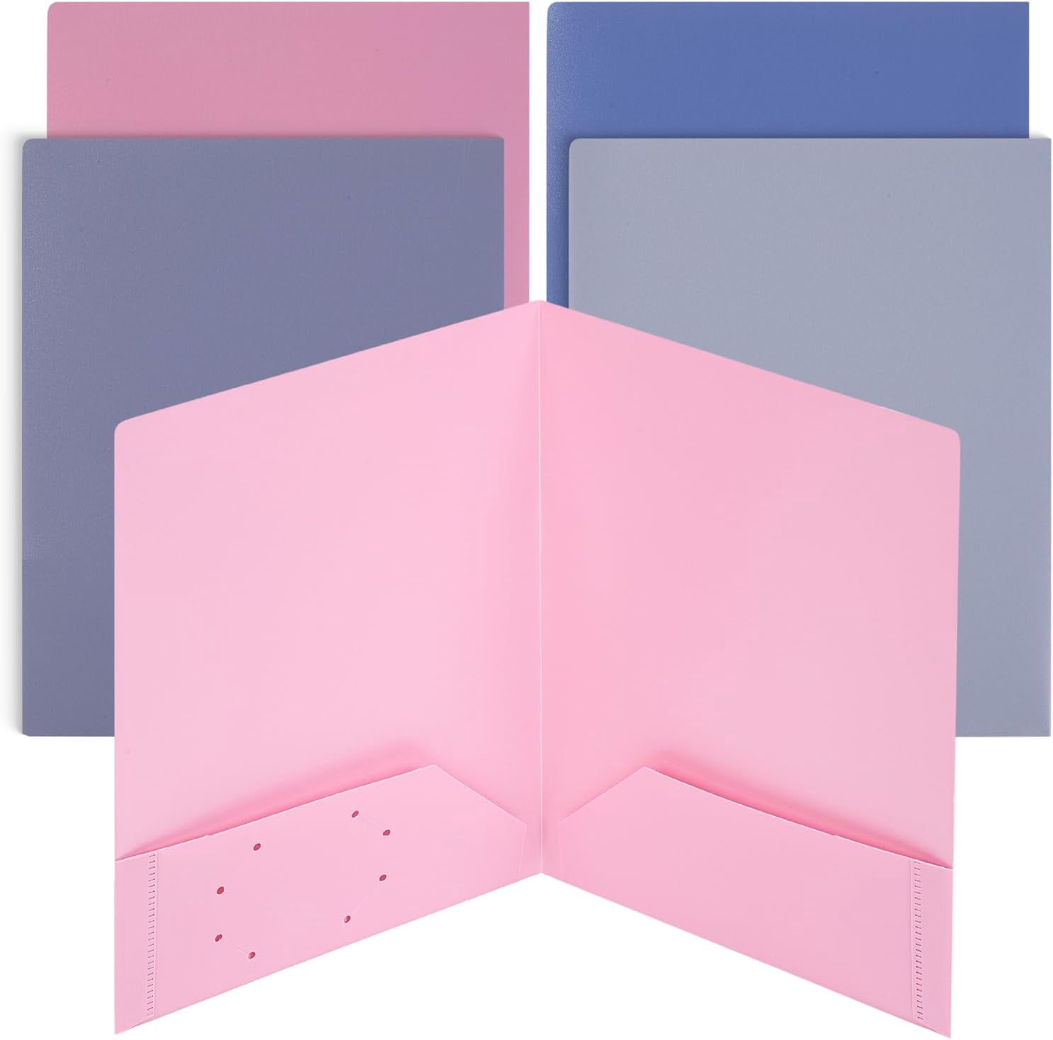 Plastic Folders with Pockets, 5 pcs, Muted Pastel Colors, 2 Pocket ...