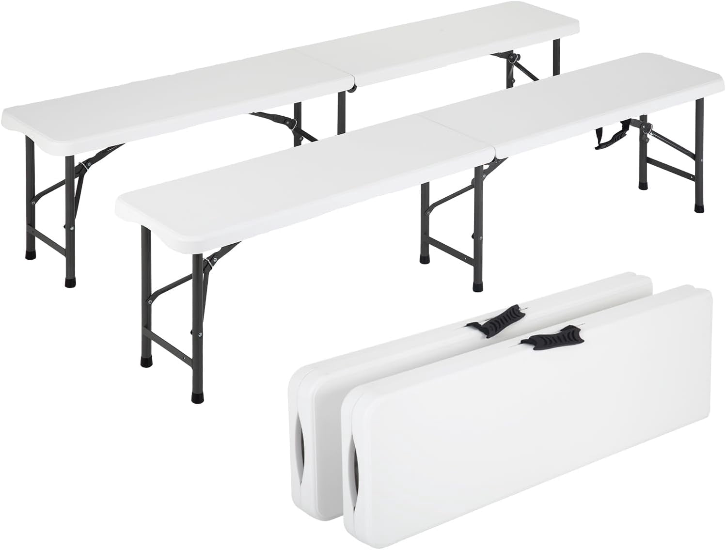 Plastic Folding Bench, 6FT Outdoor Bench, Multipurpose Entertaining ...