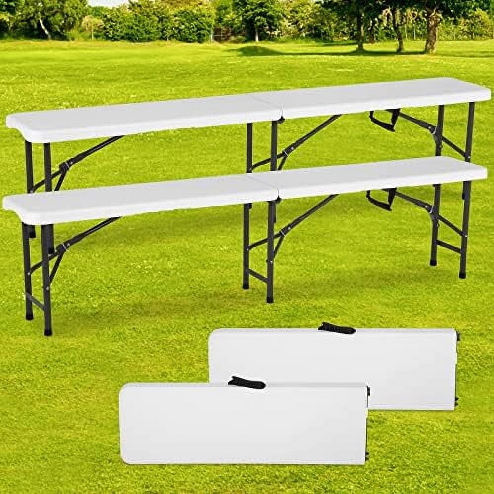 Plastic Folding Benches 6 Foot 2 Pack, Portable Outdoor Bench With ...