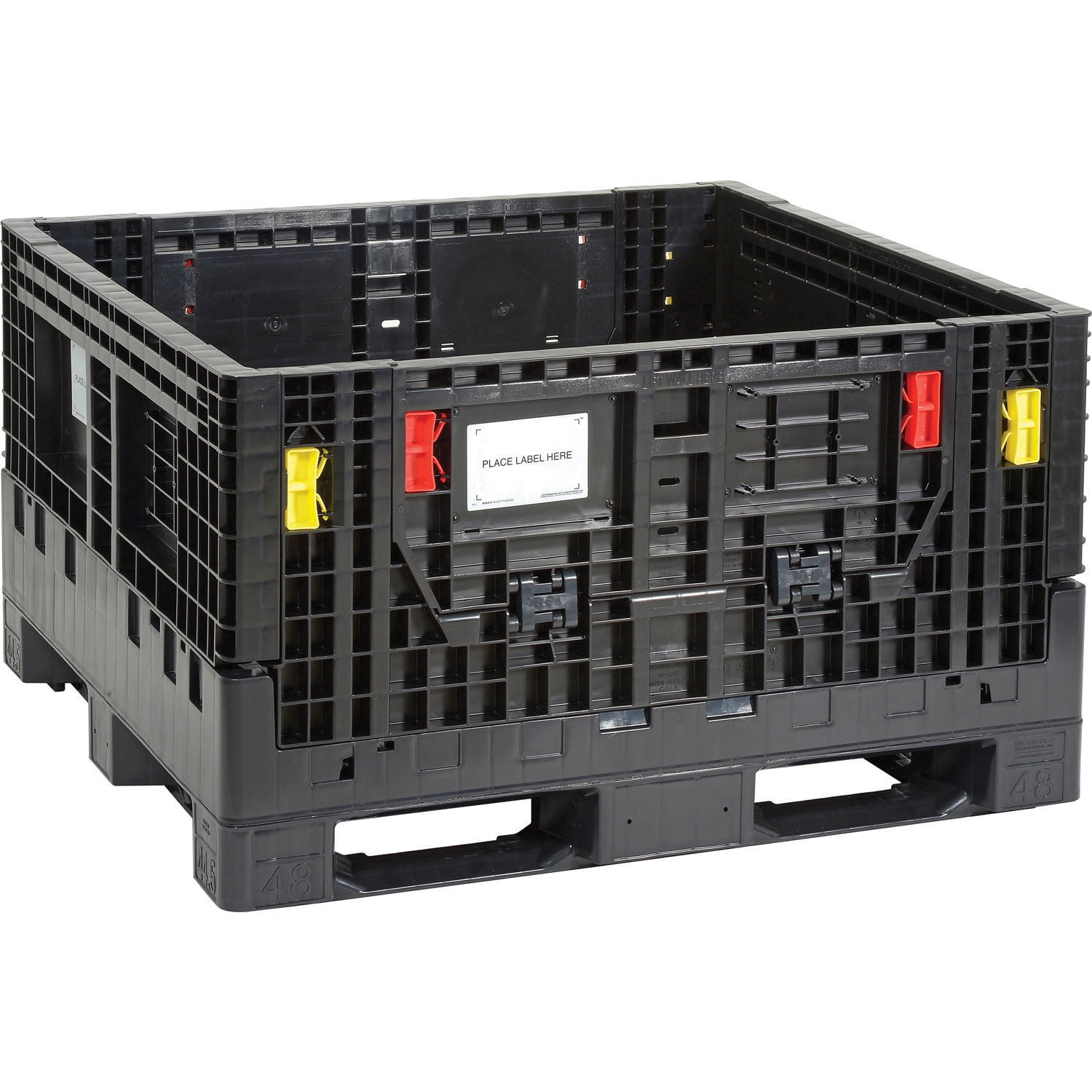 Plastic Folding Bulk Shipping Container, 1500 lb. Capacity, 48 x 44-1/2 ...