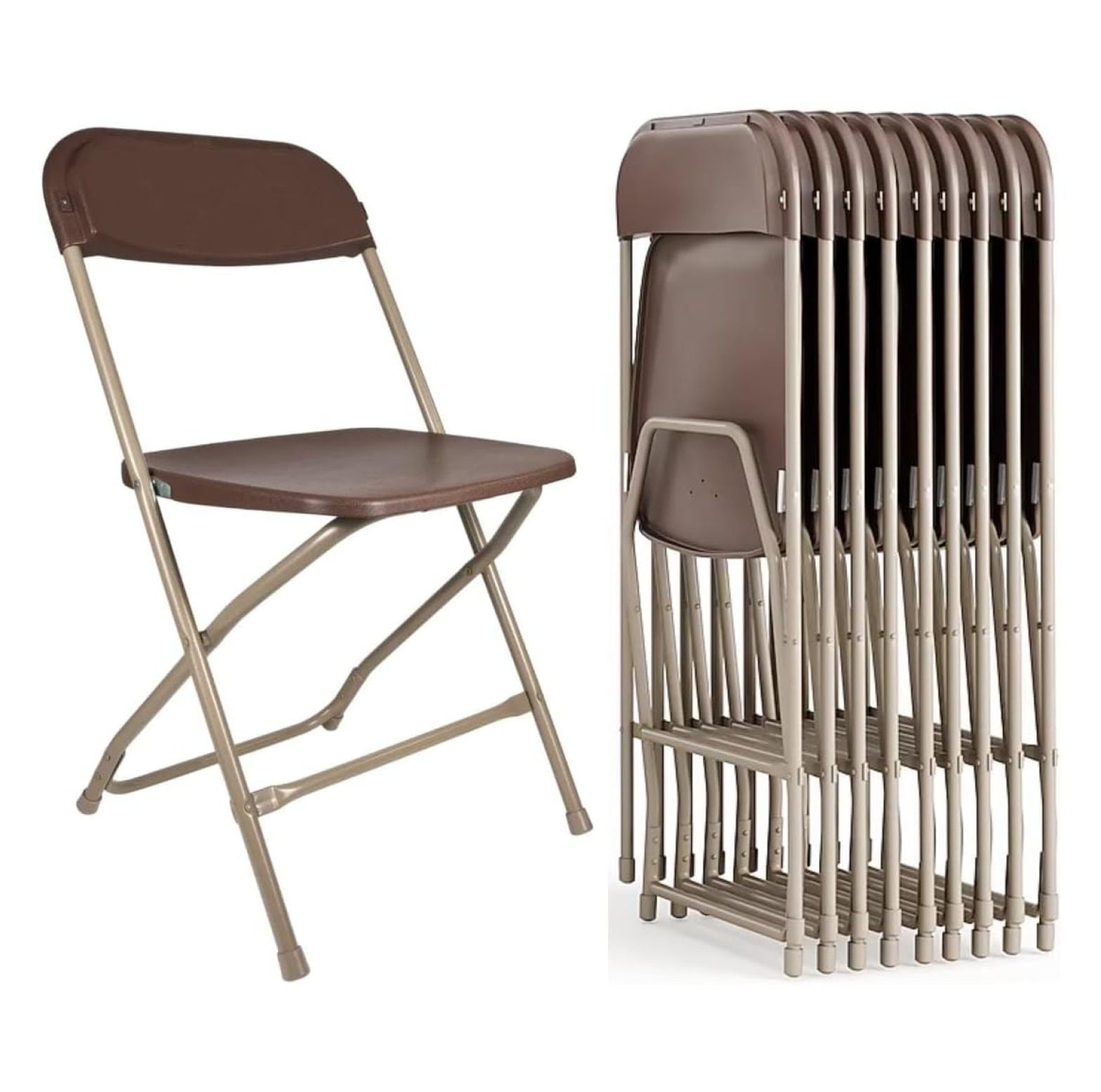 Plastic Folding Chair, 10 Pack, 650lb Weight Capacity - Indoor Outdoor ...