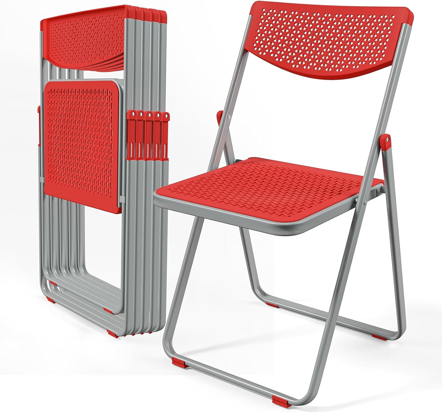 Plastic Folding Chairs, Comfortable Foldable Chair with Breathable Mesh ...