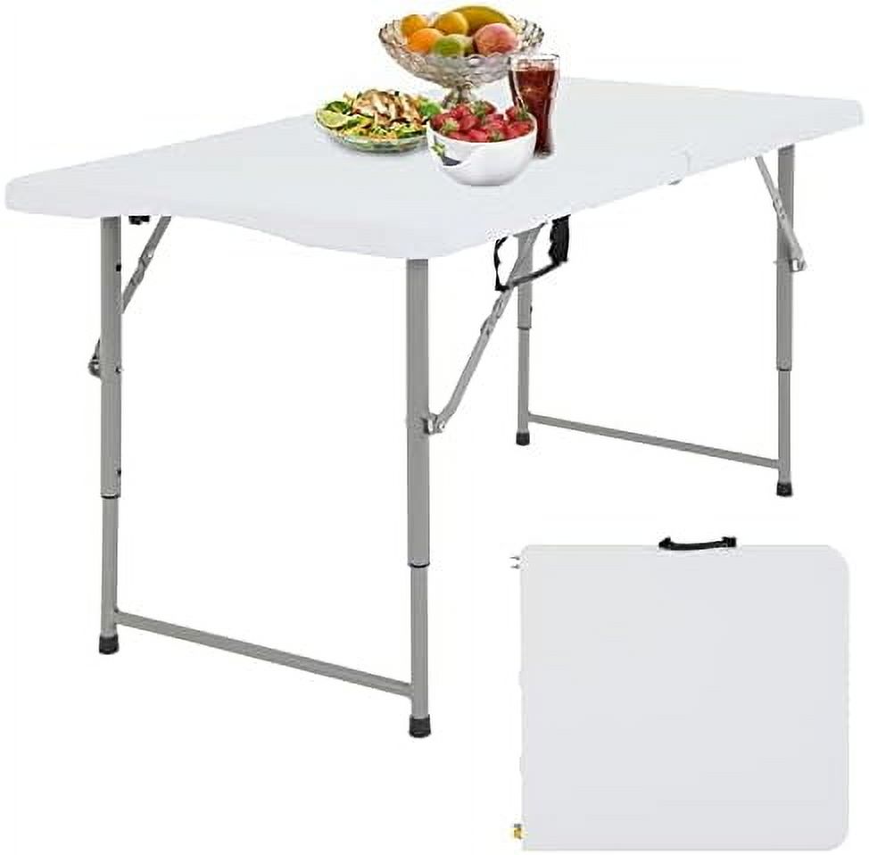 Plastic Folding Table, 4FT, White, Adjustable Height, Indoor/Outdoor ...