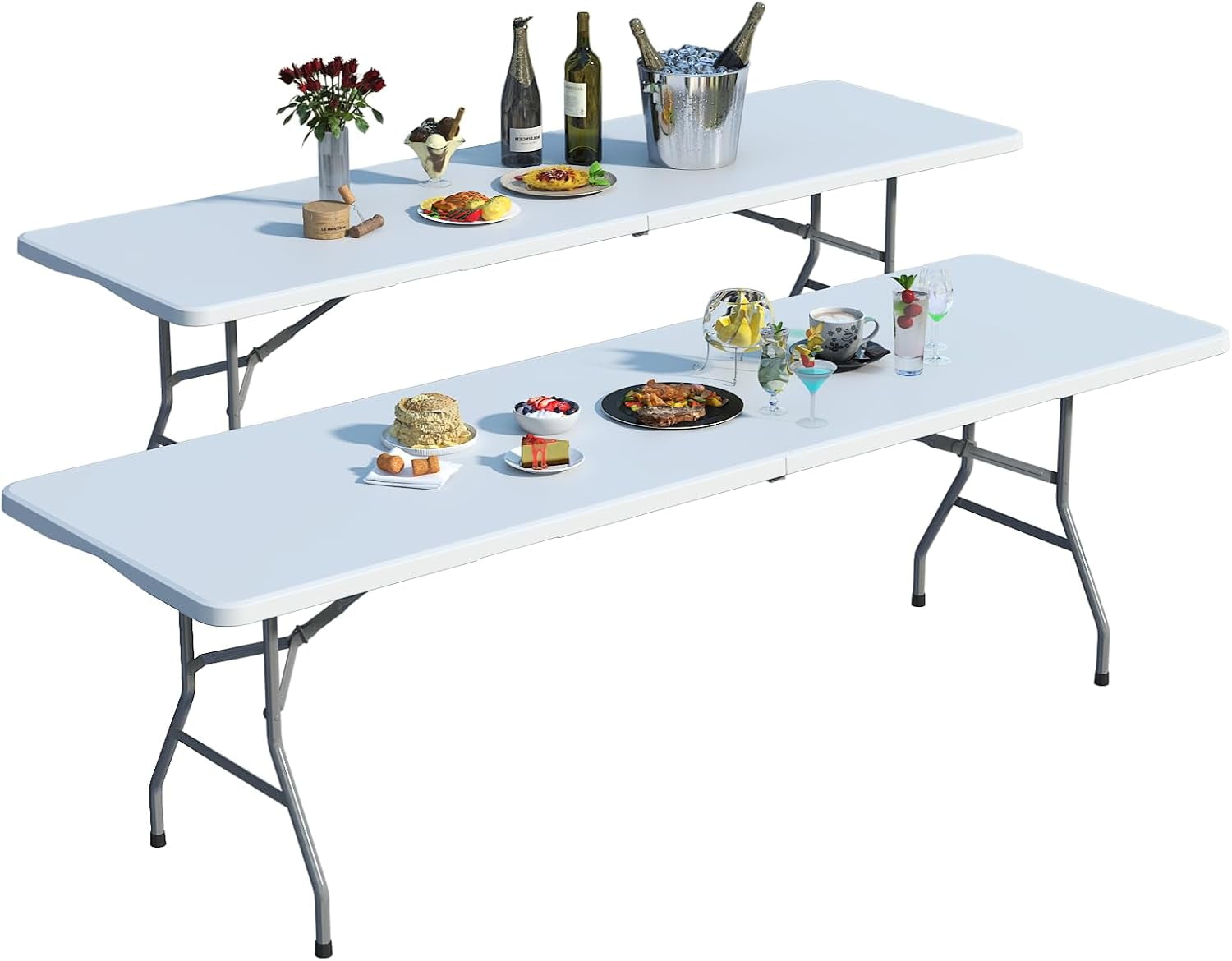 Plastic Folding Table, Portable Heavy Duty Dining Tables with Lock ...
