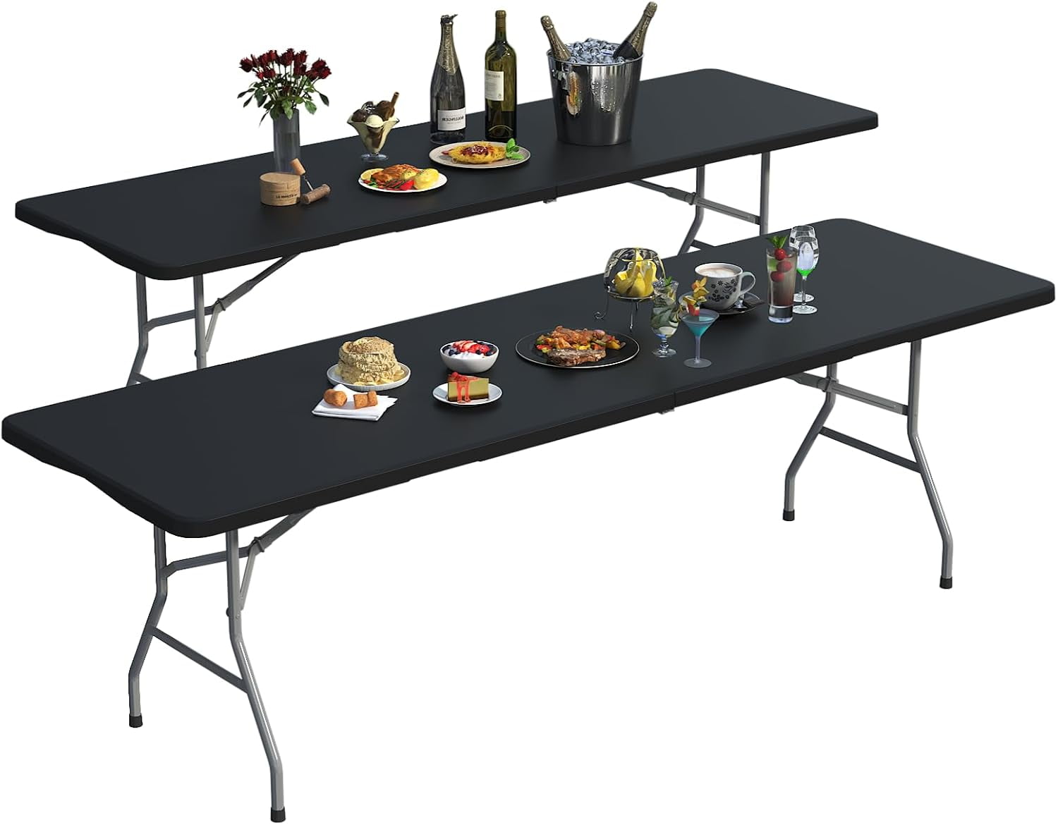 Plastic Folding Table, Portable Heavy Duty Dining Tables with Lock ...