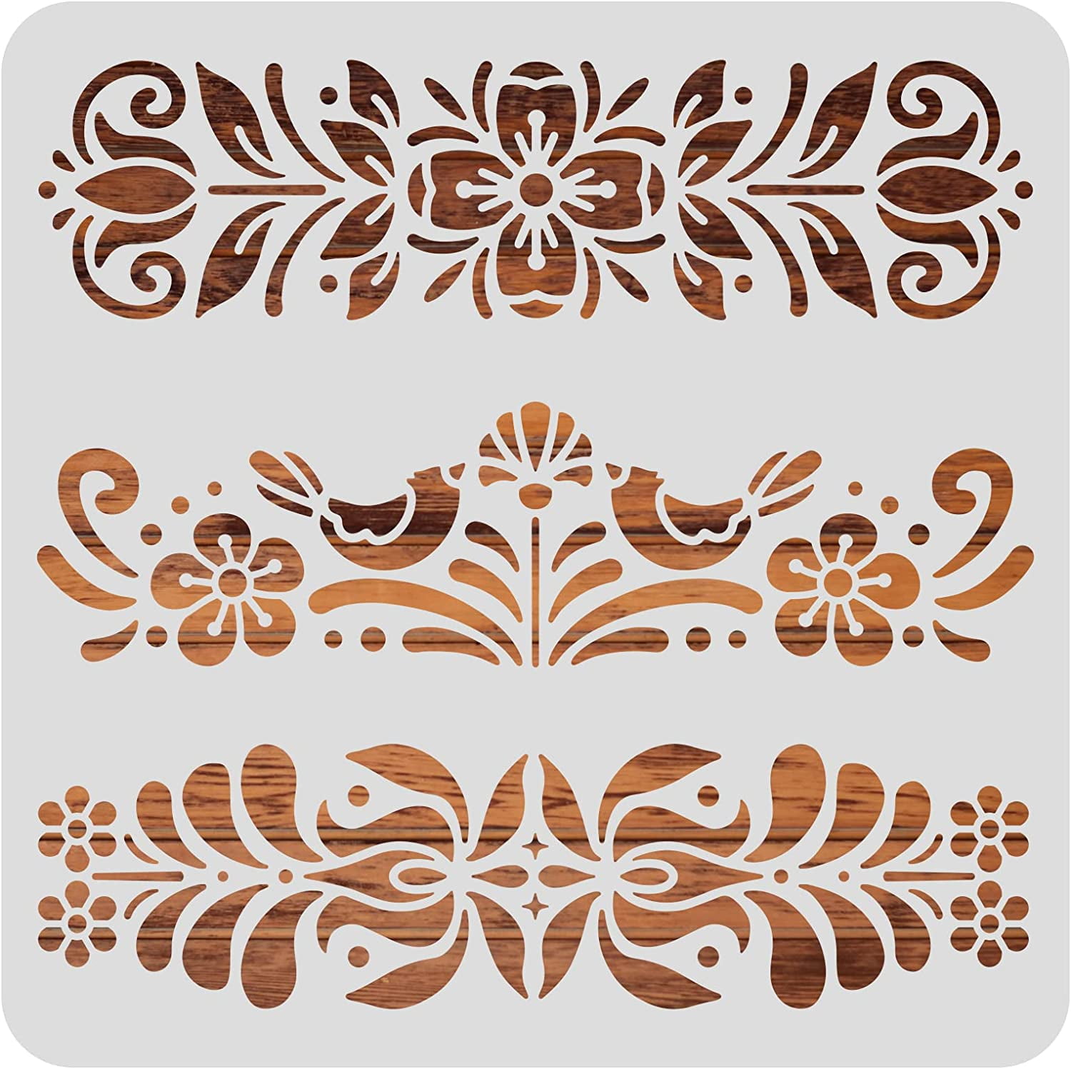 Plastic Folk Decorative Painting Stencil Templates 12x12inch Floral ...
