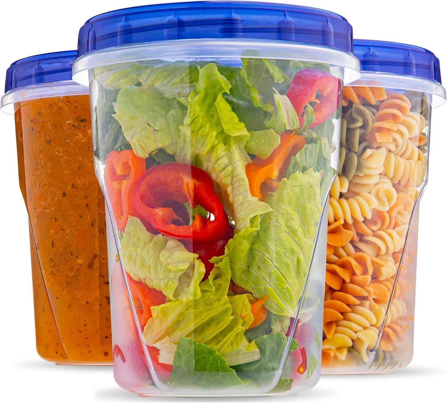 Plastic Food Deli Containers With Twist Top Lids - (32 Oz) - [3 Pack ...