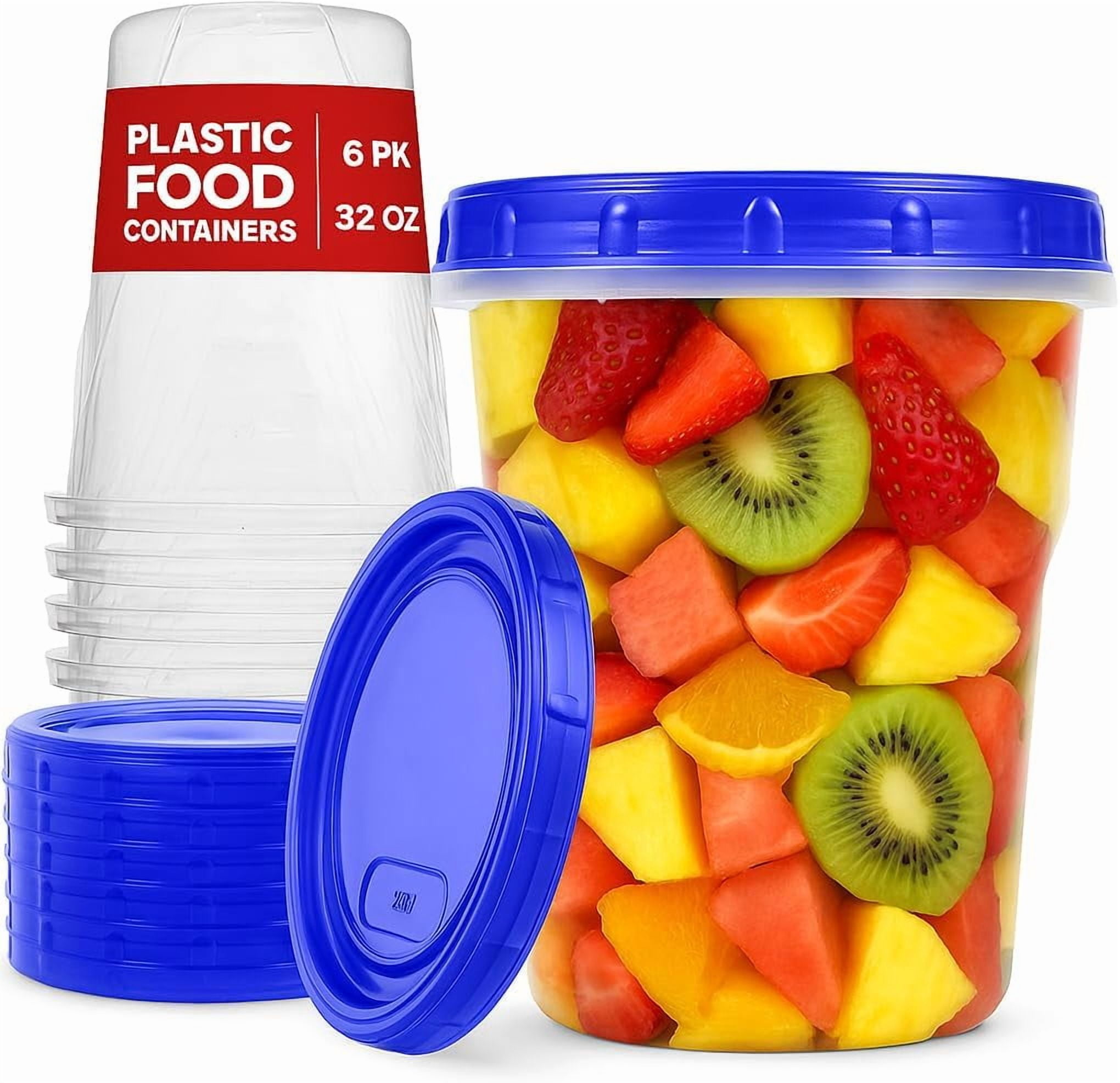 Plastic Food Deli Soup Containers With Twist Top Lids - (32 Oz) - [6 ...