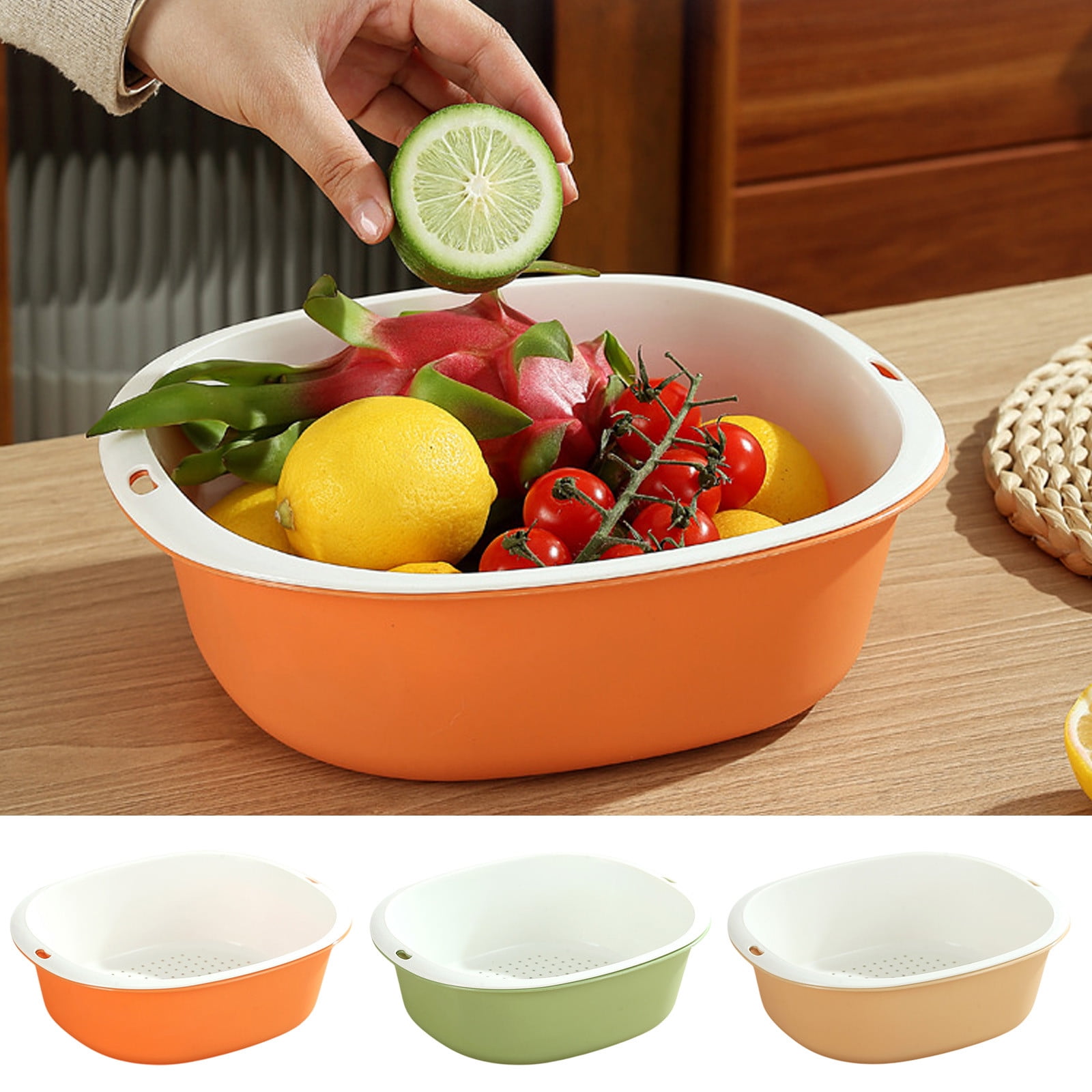 Plastic Food Safe Drainer, Kitchen Storage Basket, BPA-Free Material ...