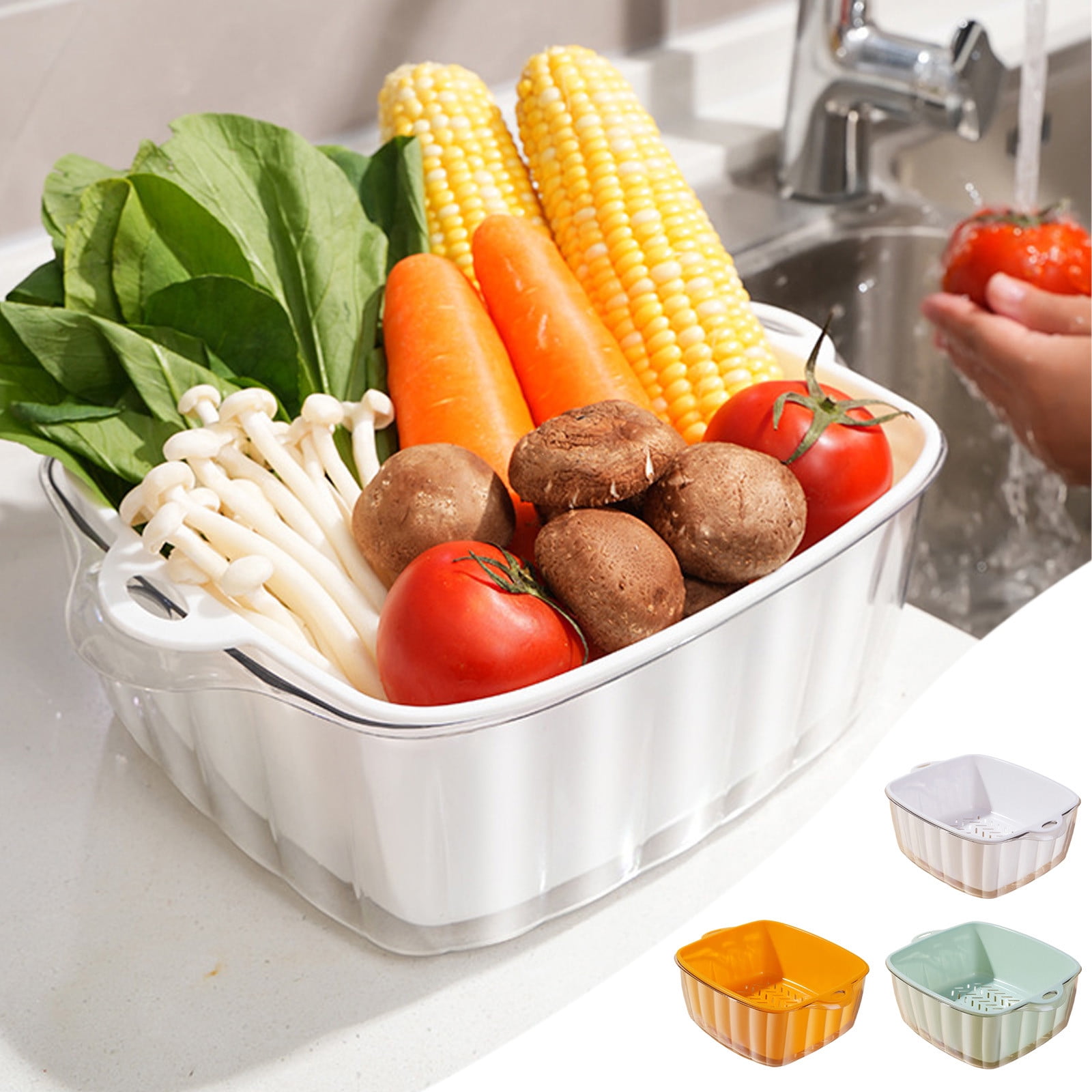 Plastic Food Safe Drainer, Kitchen Storage Basket, BPA-Free Material ...