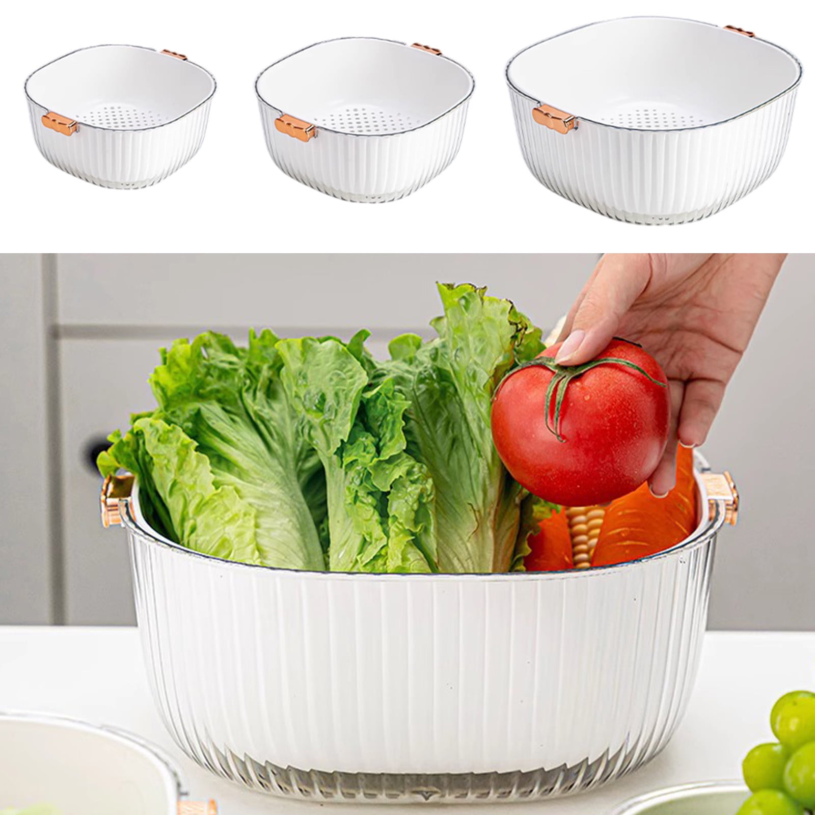 Plastic Food Safe Kitchen Organizer, Space Saving Drainer Container ...