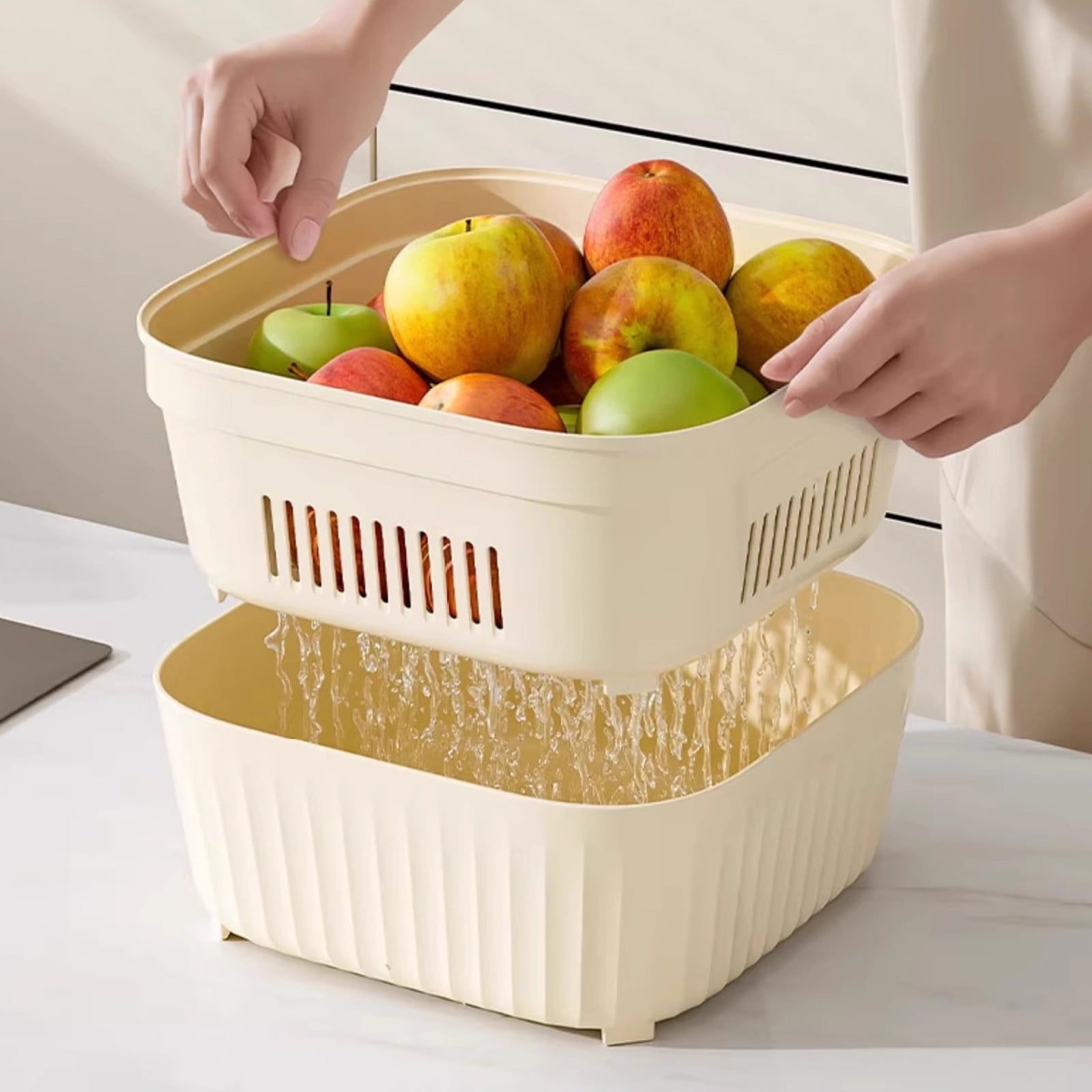 Plastic Food Safe Storage Basket, Draining Vegetable Container, Space ...