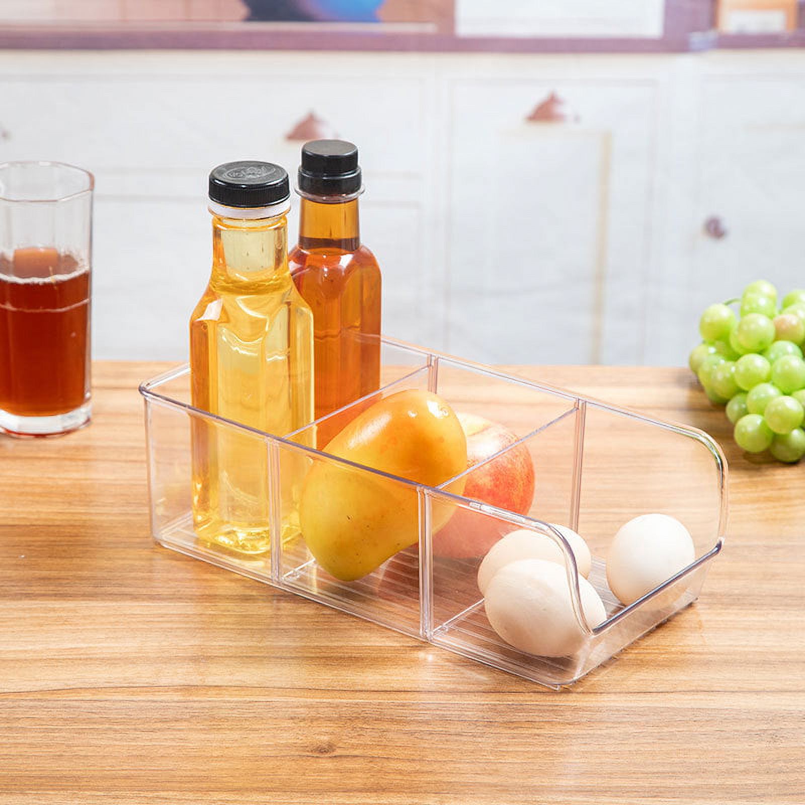 Plastic Food Storage Bin Organizer with 3 Compartments for Kitchen ...