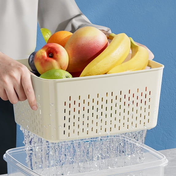 Plastic Food Storage Container with Colander | 800ml Fruit Vegetable ...
