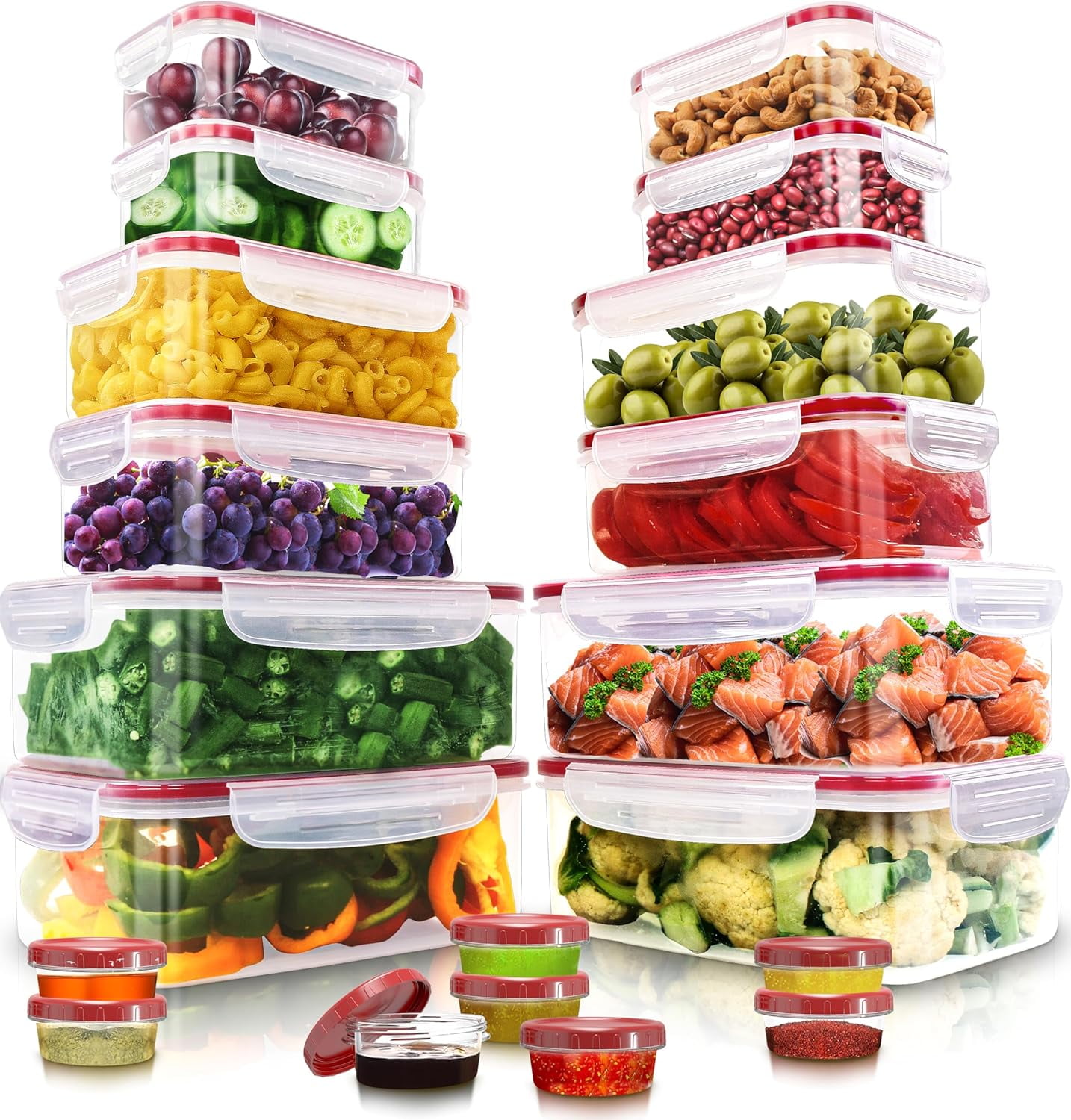 Plastic Food Storage Containers with Lids Airtight - Pack of 40 (20 ...