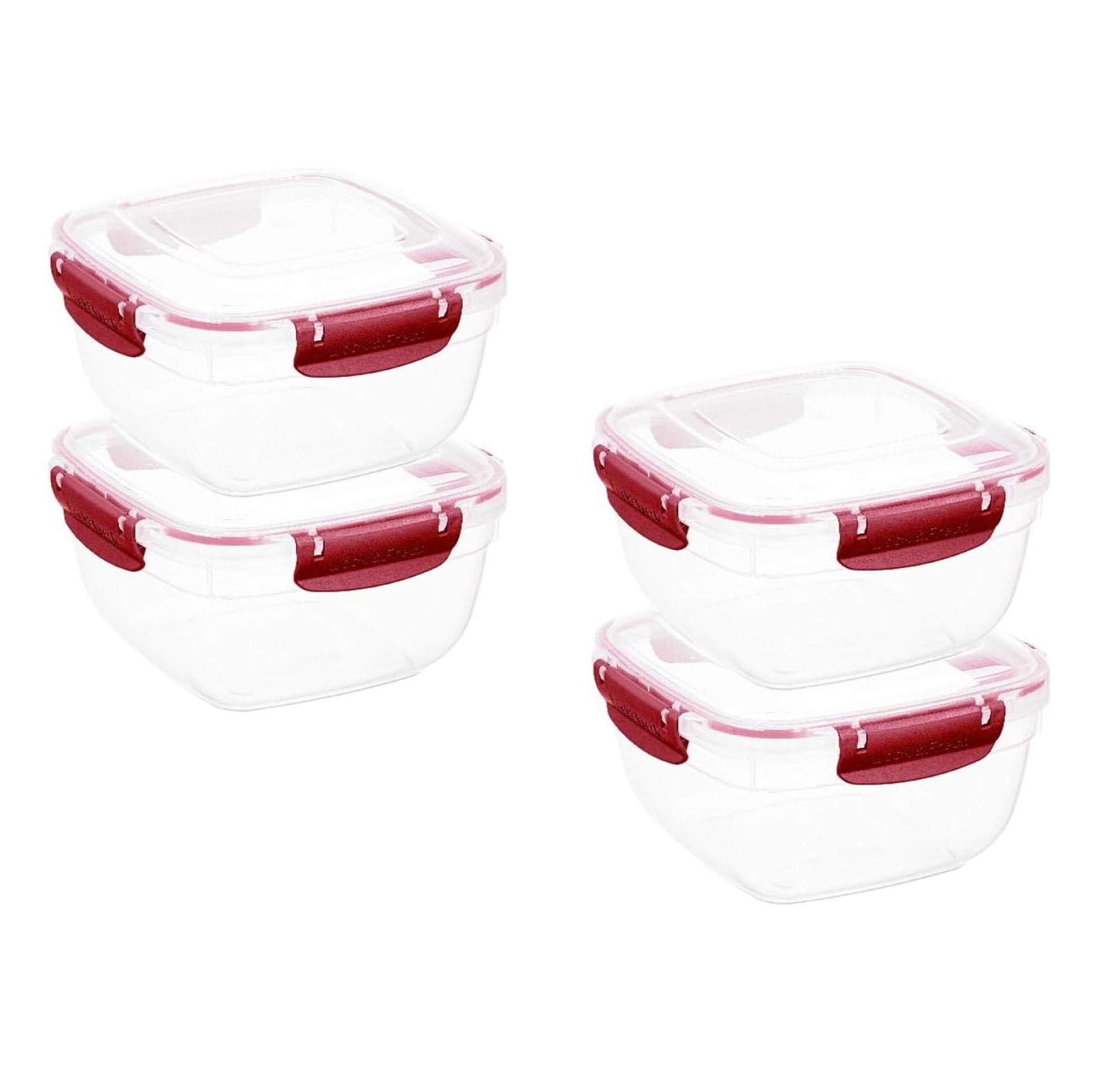 Plastic Food Storage Containers with Airtight Lids, 4 Pack- Oz, BPA ...