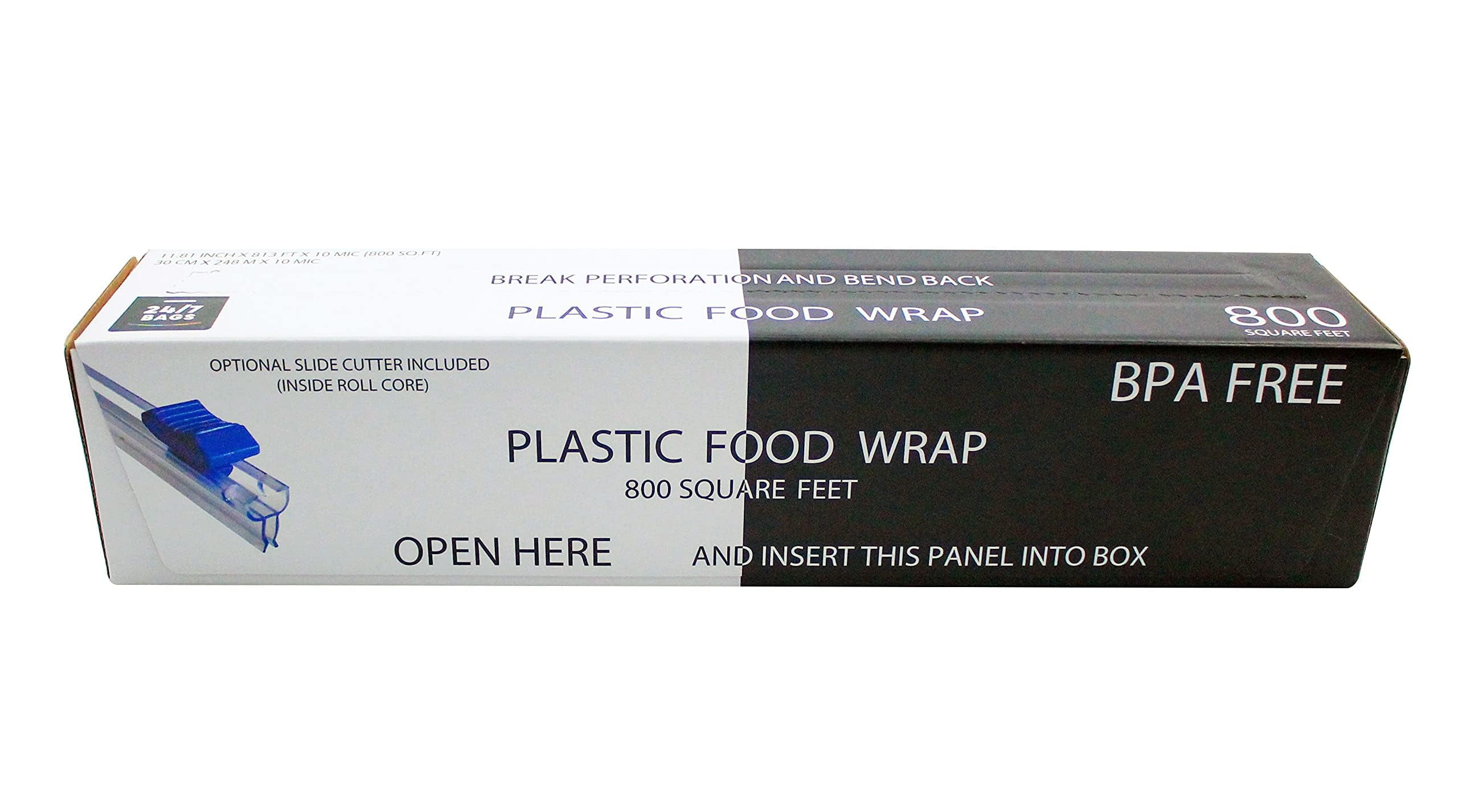Plastic Food Wrap- 800 SQ. FT. BPA-Free, Includes Optional Slide Cutter ...