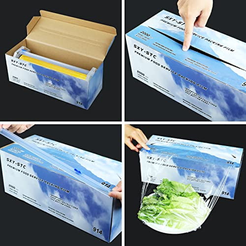 Plastic Food Wrap With Slide Cutter 18"Wide 2000Feet Long 3000 Square ...