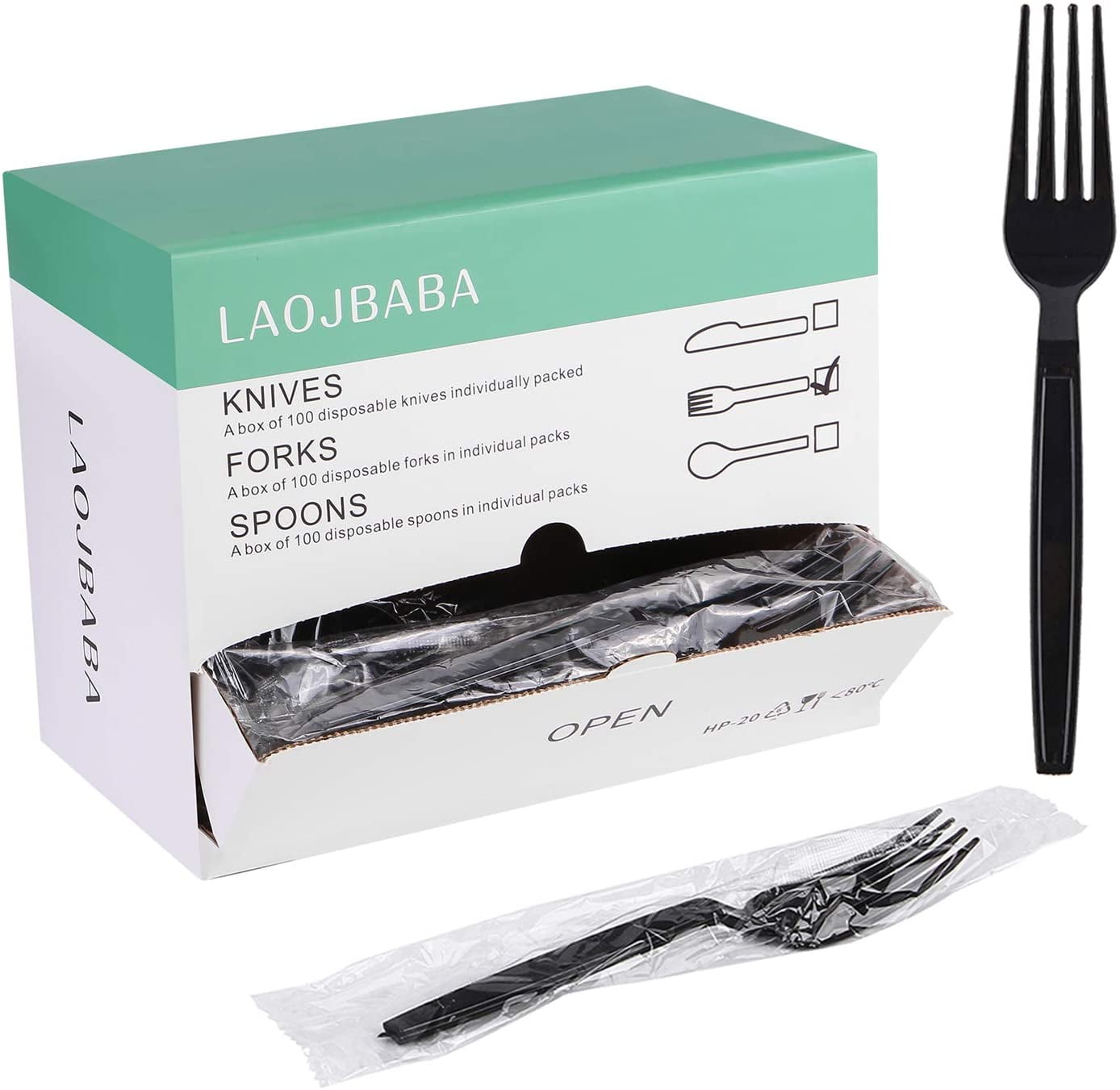 Plastic Fork Disposable Individually Packaged Forks Black 7-Inch ...