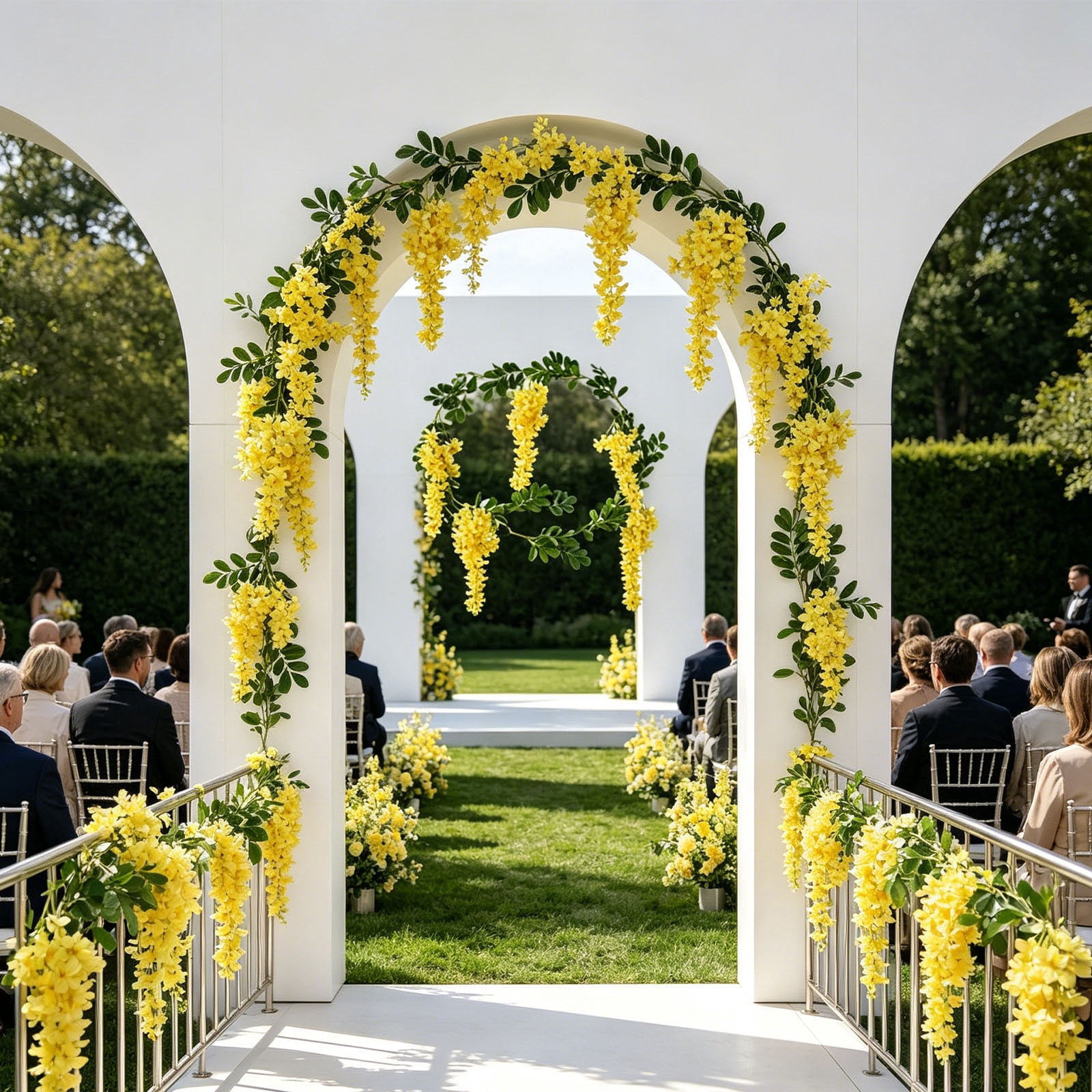 Plastic Forsythia Wisteria Garland 70.9in White Red Yellow Orange ...
