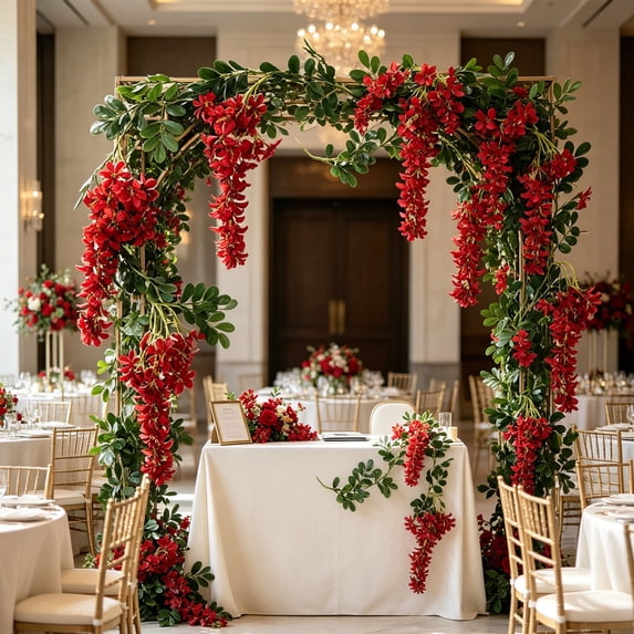 Plastic Forsythia Wisteria Garland 70.9in White Red Yellow Orange ...