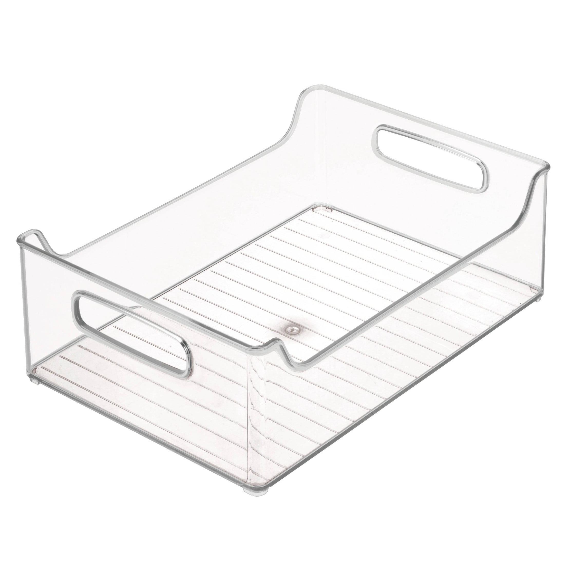 Plastic Fridge and Freezer Storage Organizer Bin with Handle Clear ...