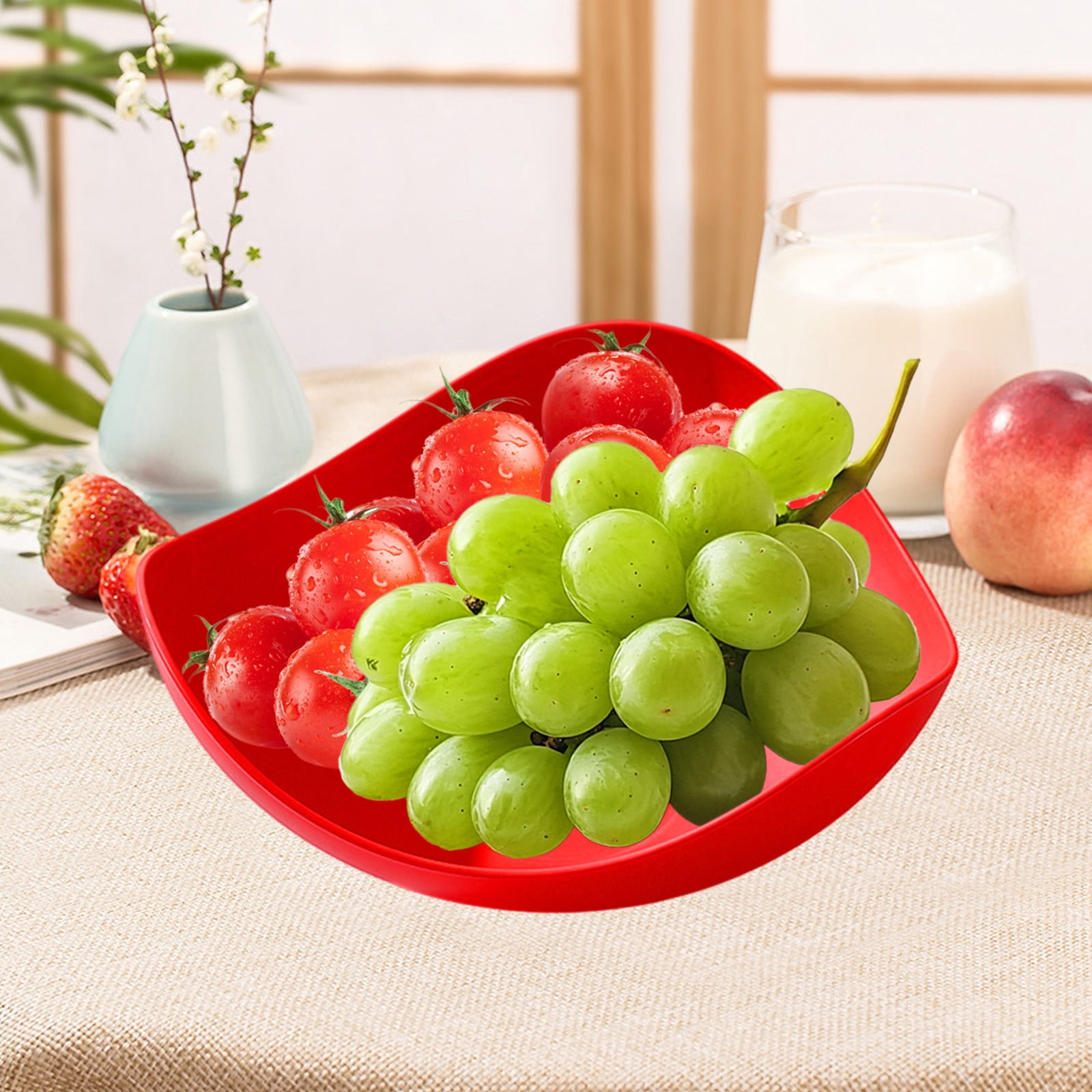 Plastic Fruit Plate, 21x21x8.2cm Blue Snack Bowl, Modern Centerpiece ...