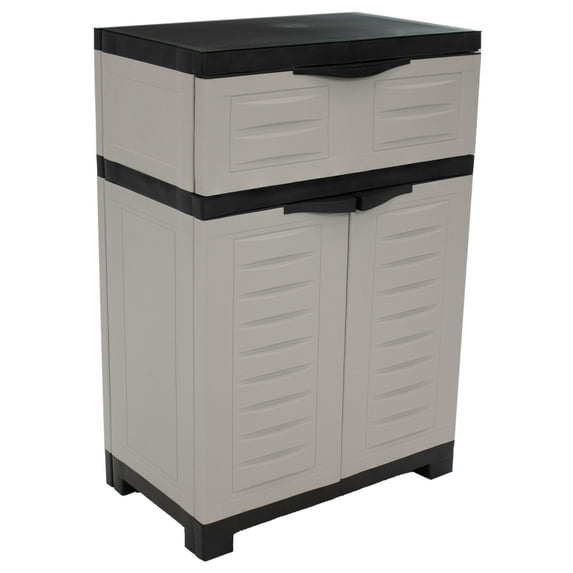 Plastic Garage Storage Cabinet with Adjustable Shelf, Utility Organizer ...