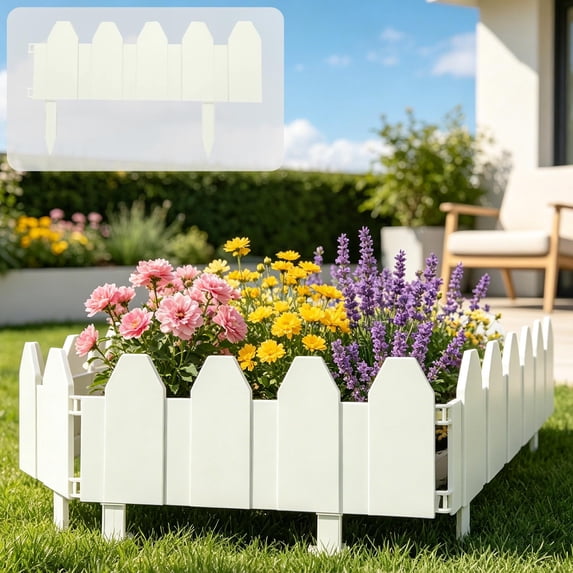 Plastic Garden Fence Decorative Picket Edging Durable Weather-Resistant ...
