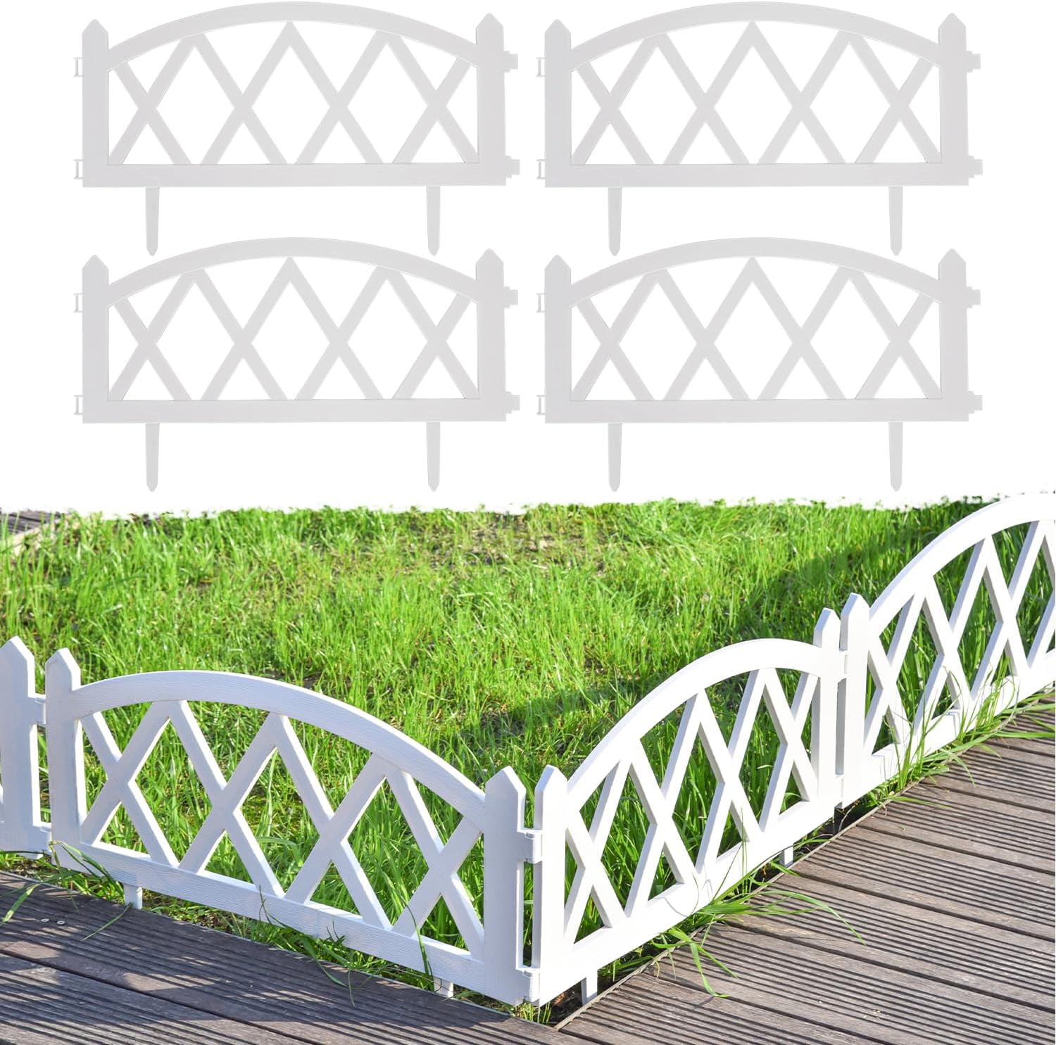 Plastic Garden Picket Fence, Grass Lawn Flower Beds Landscaping Edging ...