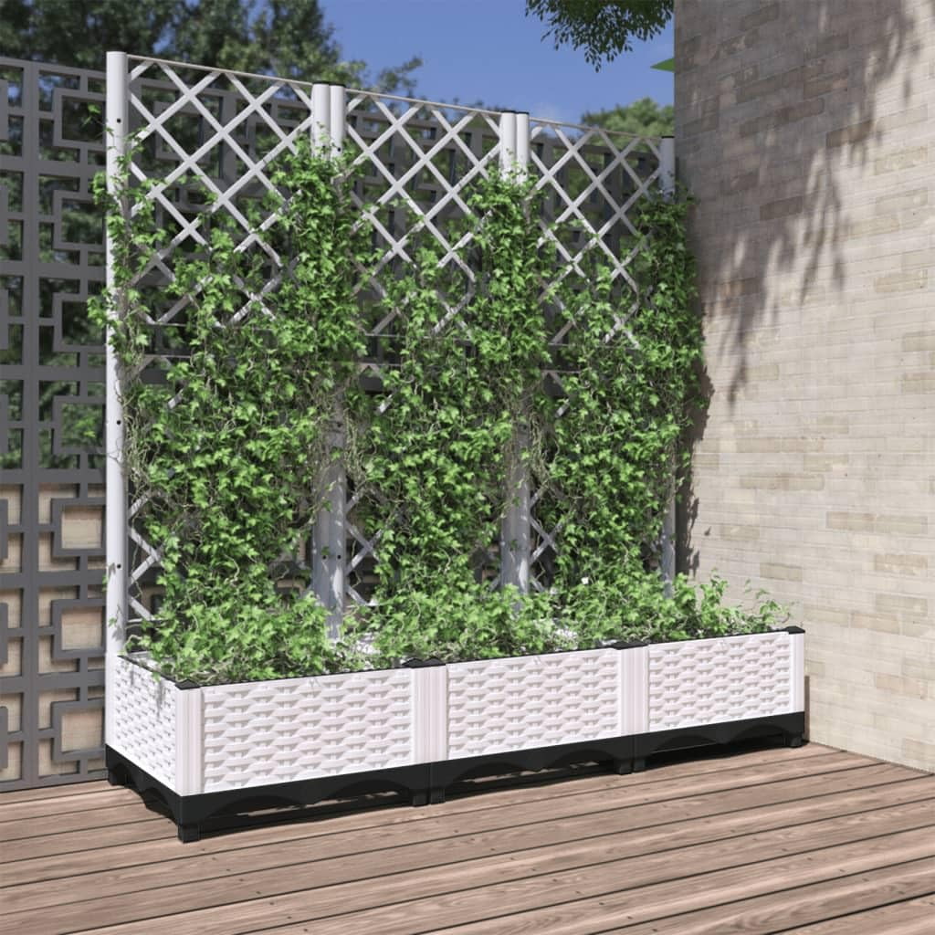 Plastic Garden Planter with Trellis, Outdoor Raised Garden Bed Free ...