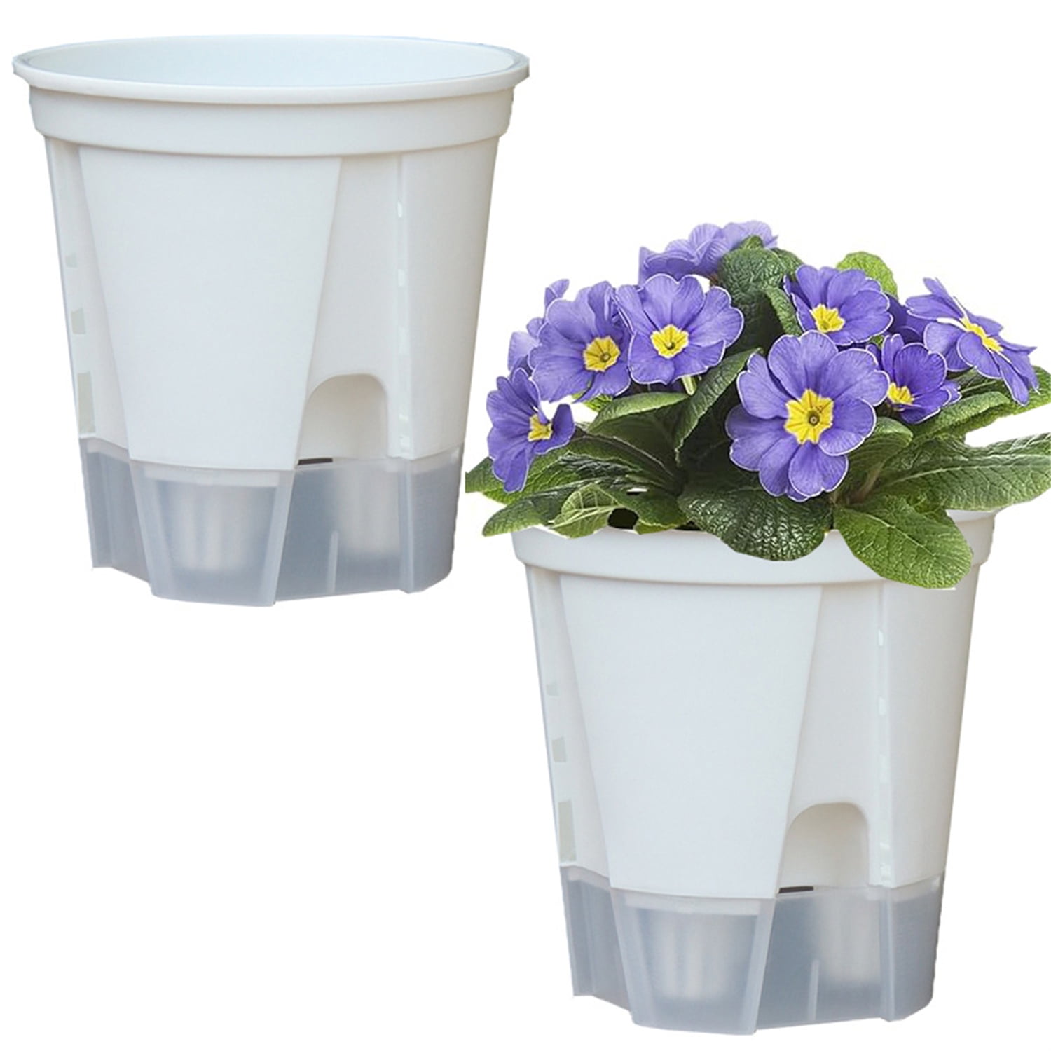 Plastic Garden Pots Self Watering Planters, Bexikou 2 Pack Plastic ...
