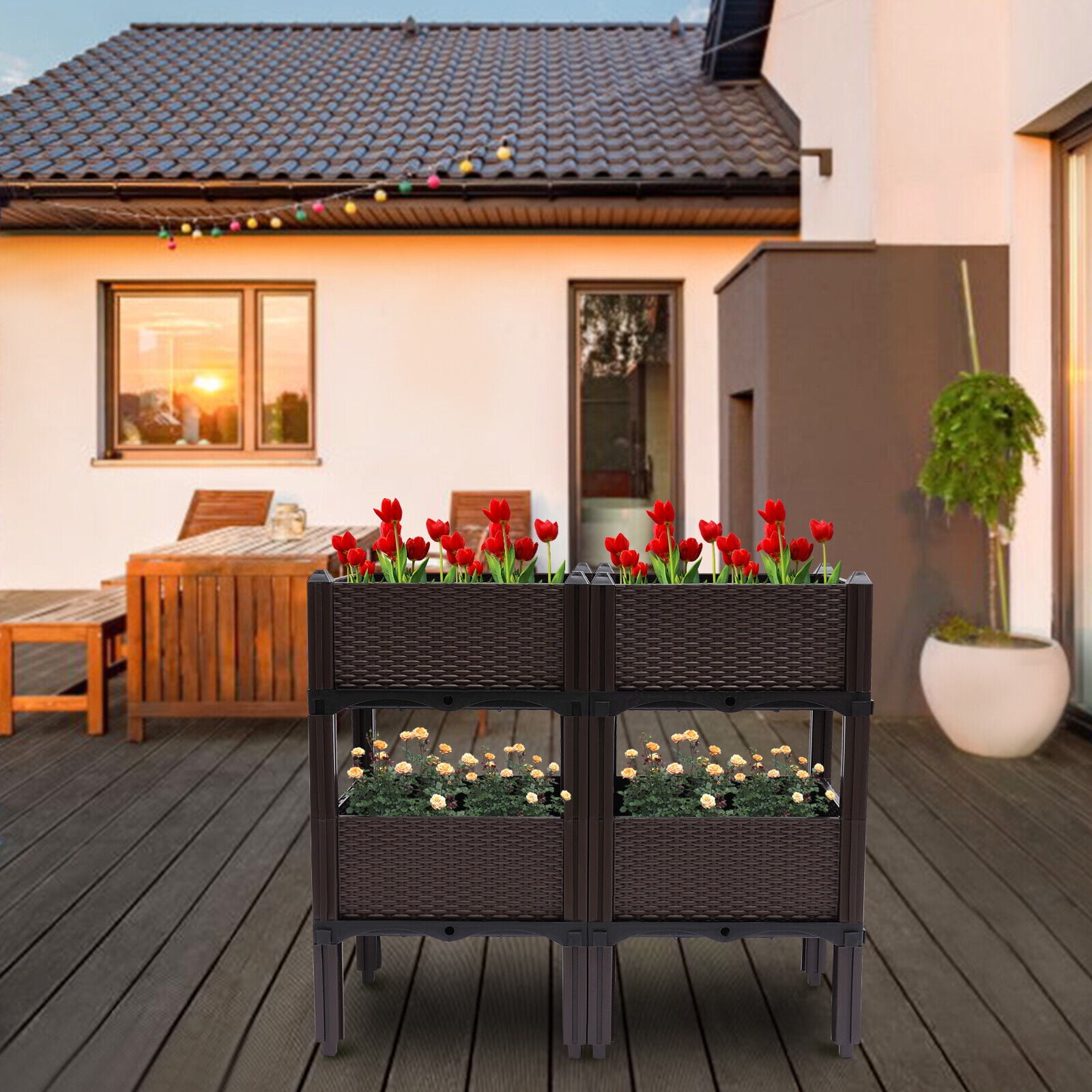 Plastic Garden Raised Bed Vegetable Herb Grow Box Elevated Flower ...