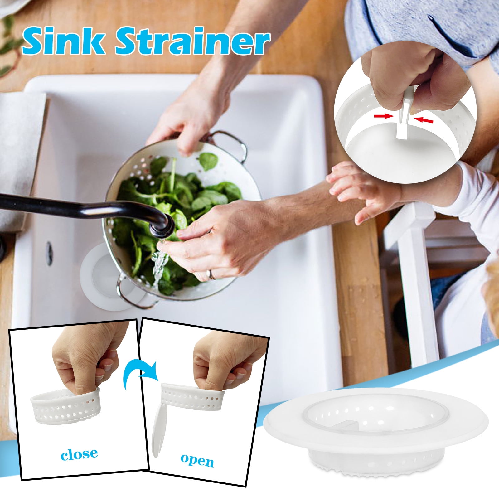 Plastic Gaxeful Sink Strainer With Post Stopper Drainer For Kitchen ...