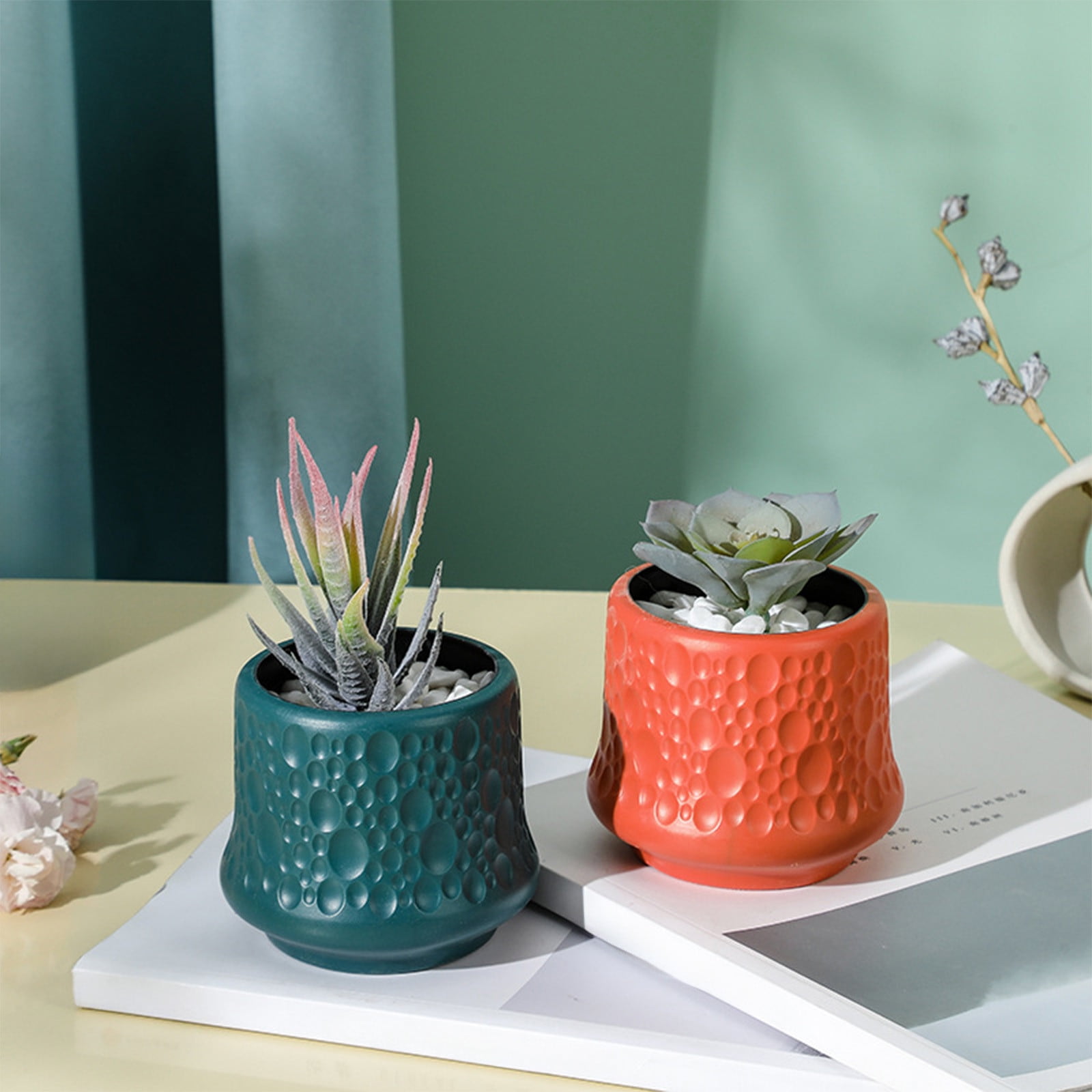 Plastic Glazed Vase,Living Room Decor,8-Inch Flower Pot,Modern Style ...