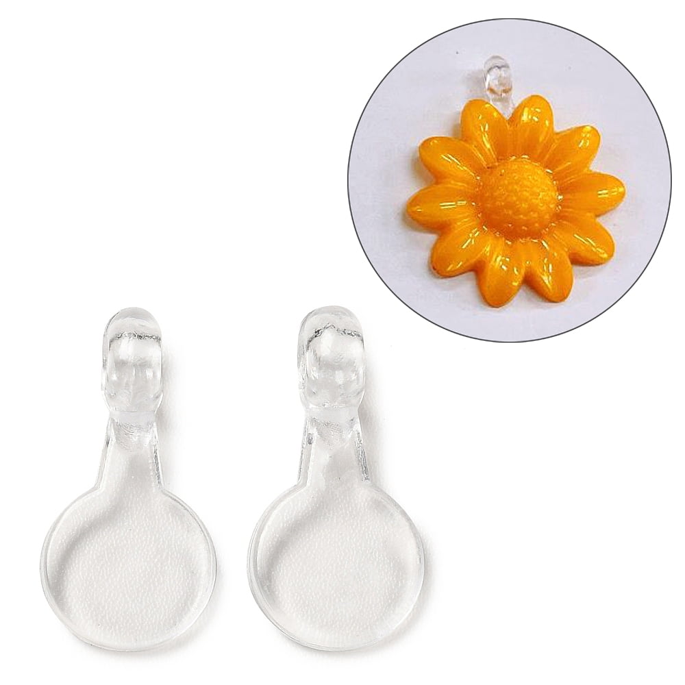 Plastic Glue-on Flat Pad Bails Flat Round Pendants Finding Clear 16x8x5 ...