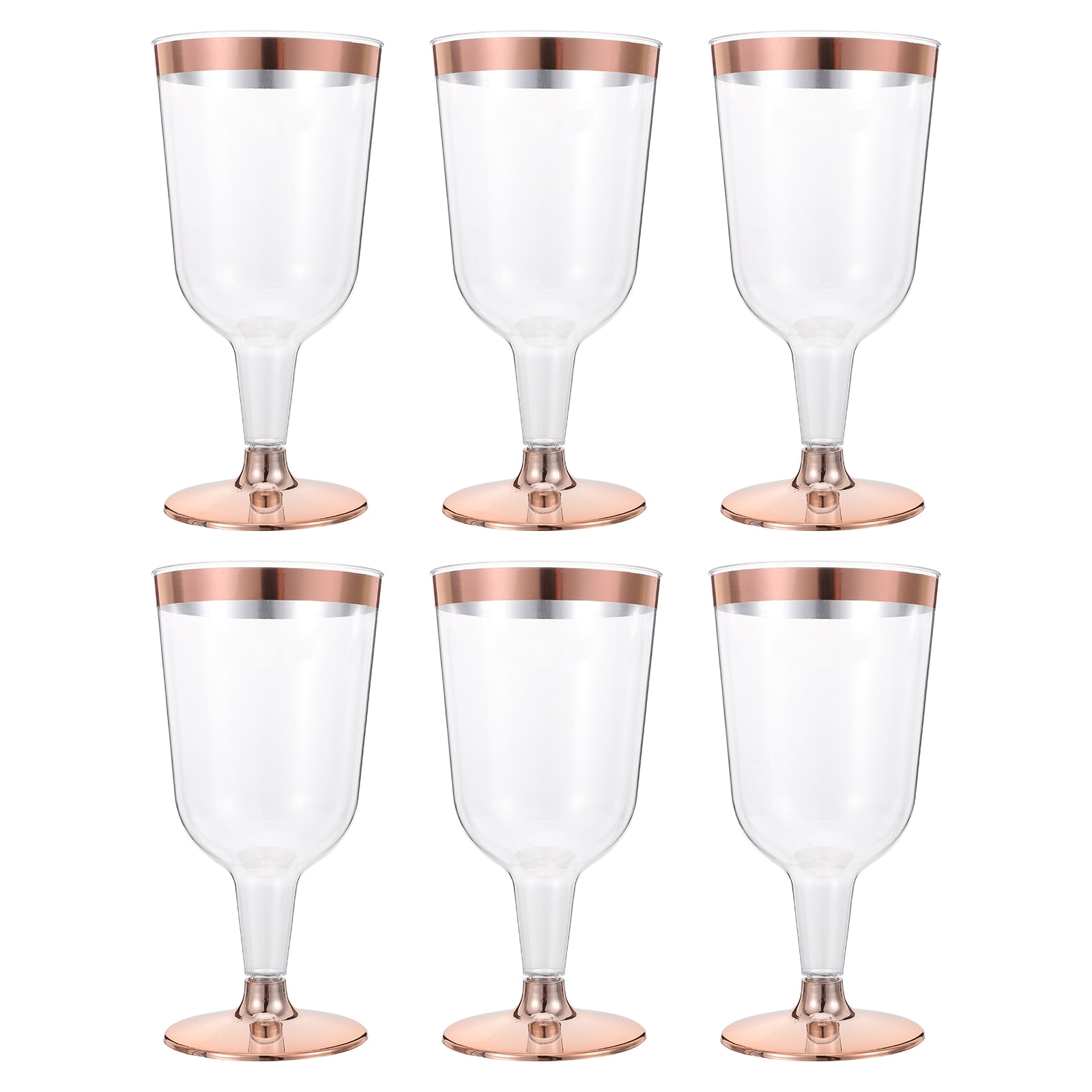 Plastic Goblet Wine Goblets Disposable Glass Clear Glasses Rose Gold ...