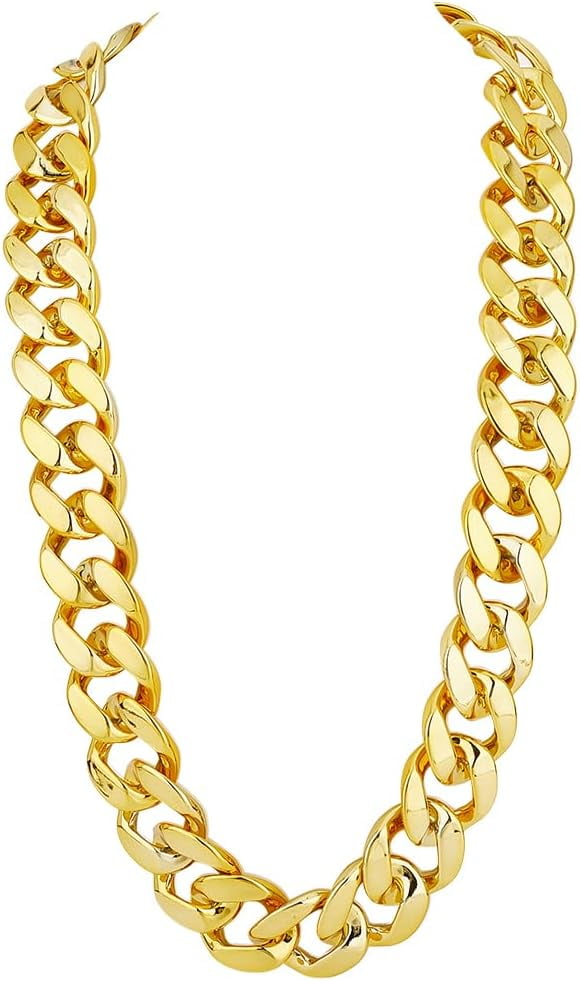 Plastic Gold Necklace Chunky Hip Hop Cuban Link Necklace 36in ...