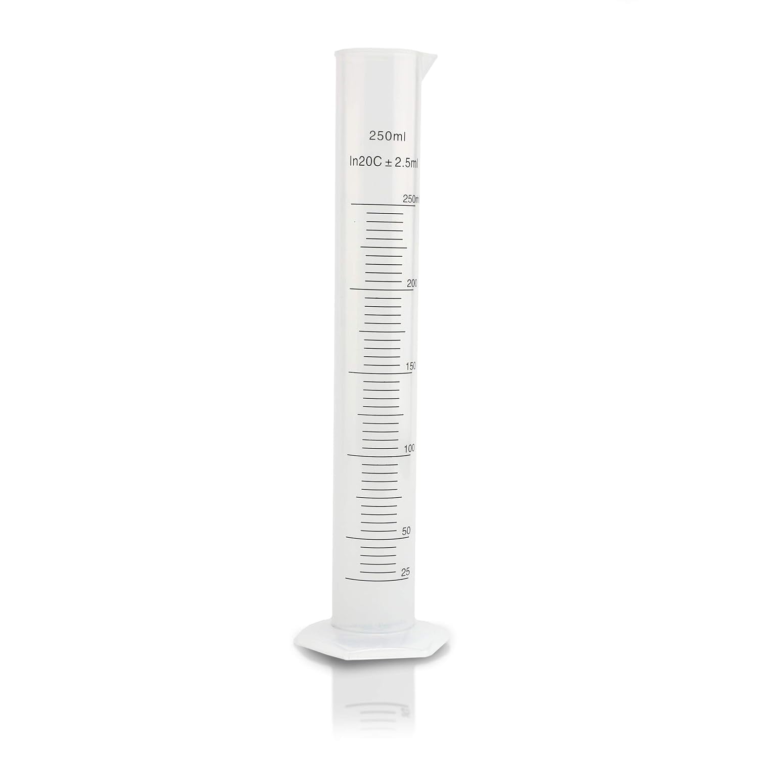 Plastic Graduated Cylinder Beaker - 250ml Science Measuring Cylinder ...