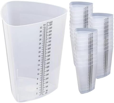 Plastic Graduated Triangular Intake Output Container [30 Pack] 32 oz ...