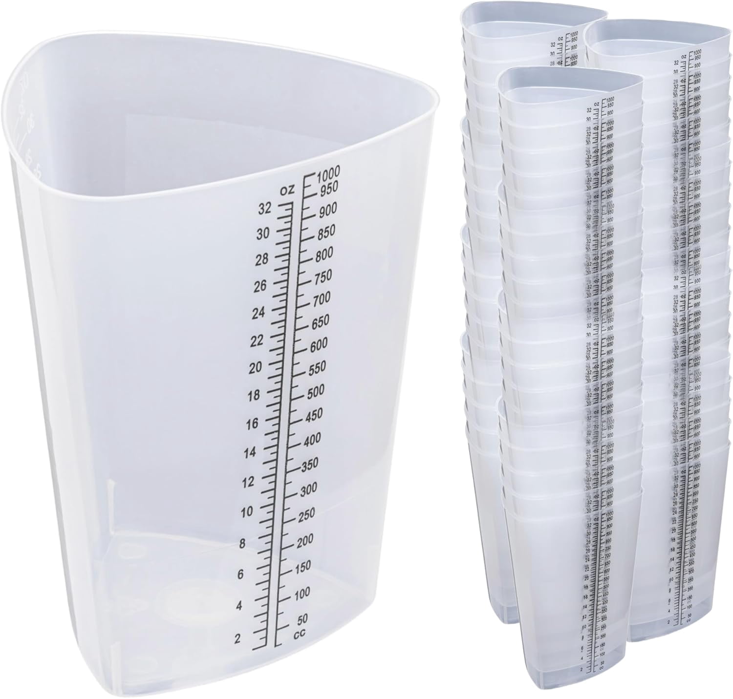Plastic Graduated Triangular Intake Output Container [60 Pack] 32 oz ...