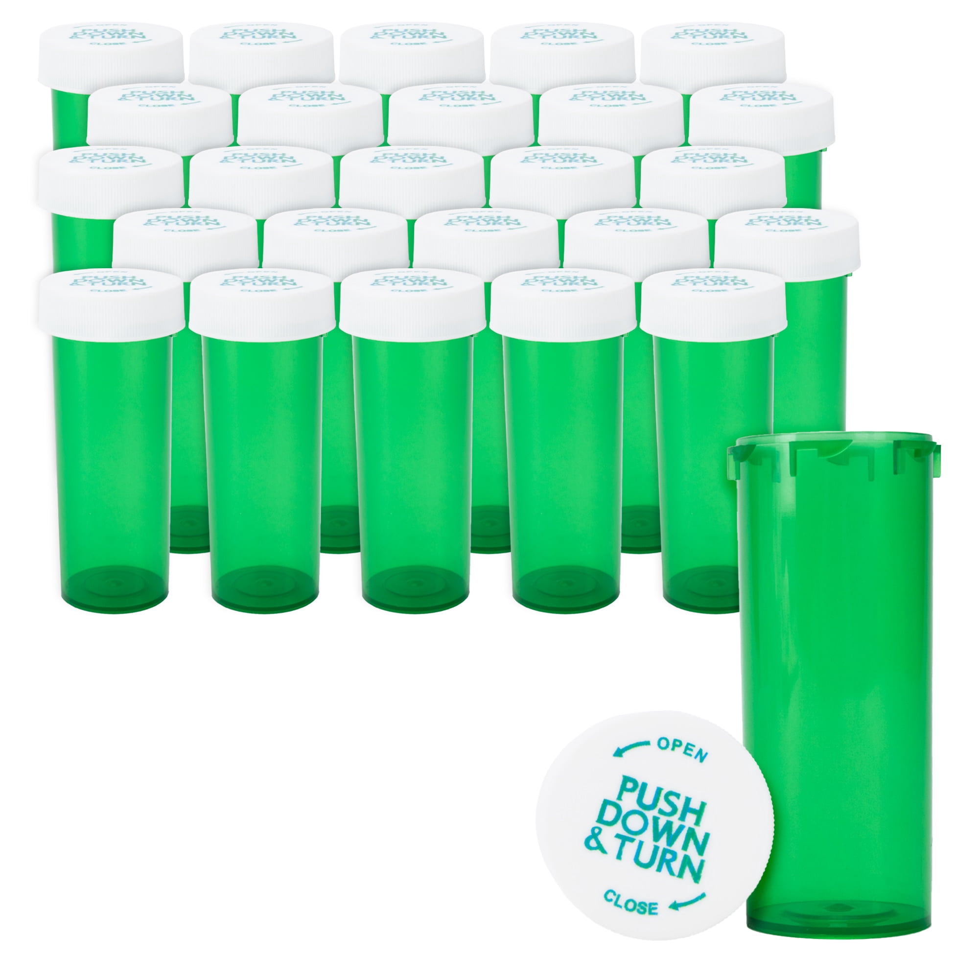 Plastic Green Medicine Pill Bottles, 16 Dram, 260 Pack, Push Down and ...